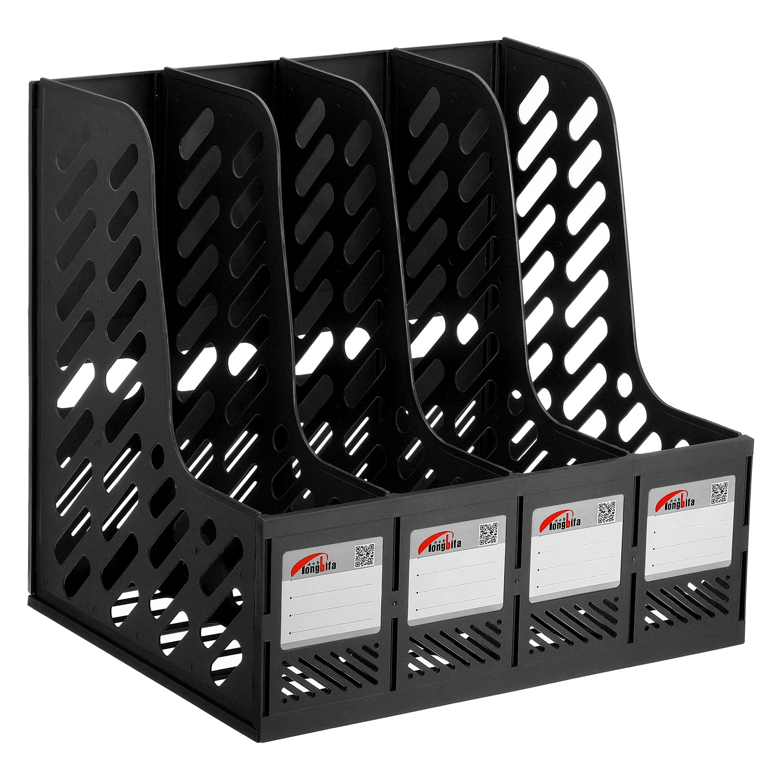 Uxcell Magazine File Holder, PP Plastic Vertical 4 Compartment Desktop ...