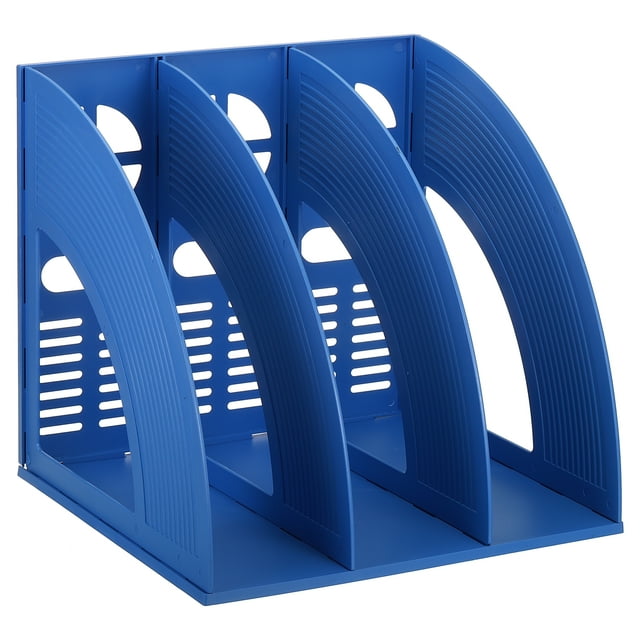 Uxcell Magazine File Holder, Plastic Vertical 3 Compartment Desktop ...