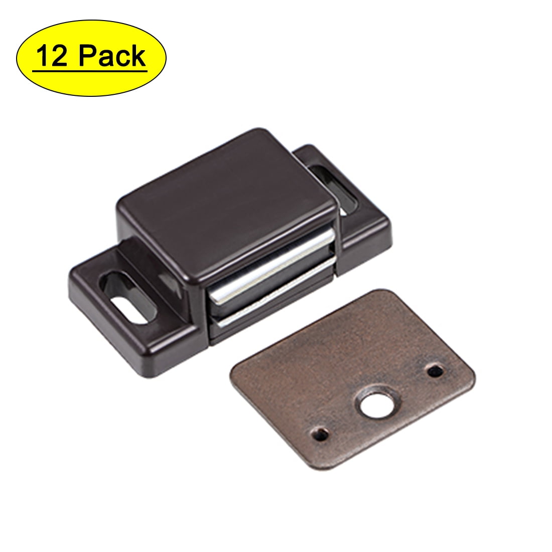 Uxcell Magnetic Latches Catch with Strike Plate Plastic Brown 12 Pack ...