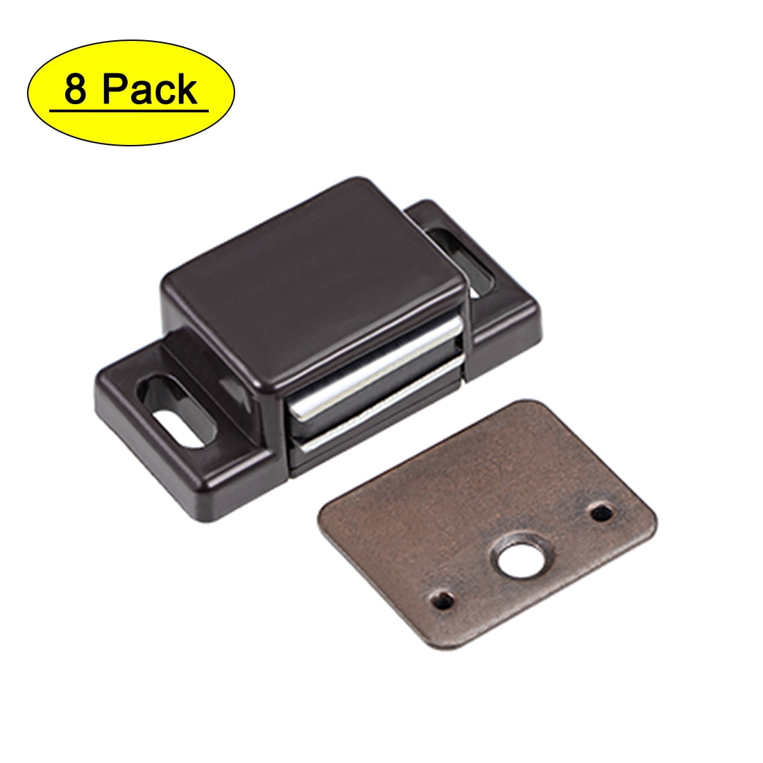 Uxcell Magnetic Latches Catch with Strike Plate Plastic Brown 8 Pack ...