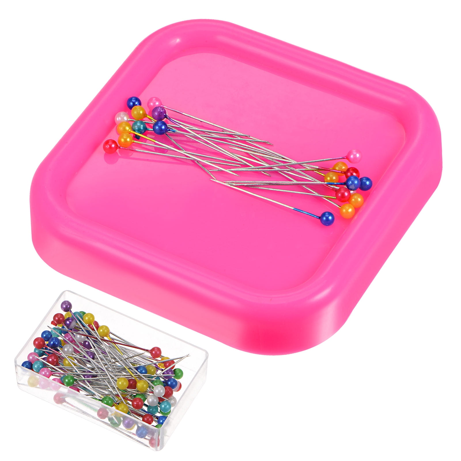 Uxcell Magnetic Pin Cushion Square Shape with 100pcs Plastic Head Pins ...