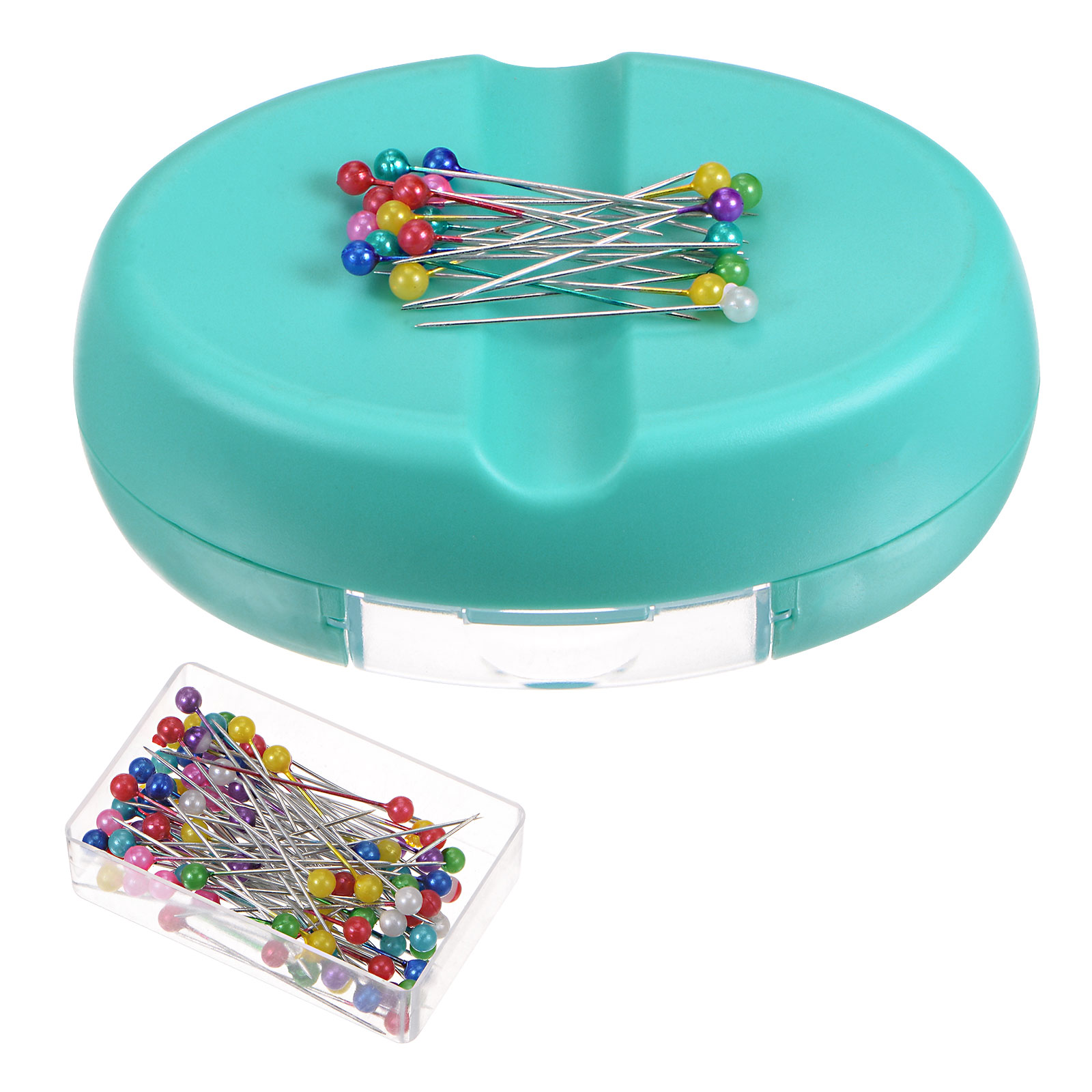 Uxcell Magnetic Pin Cushion with 100pcs Plastic Head Pins, Magnetic ...