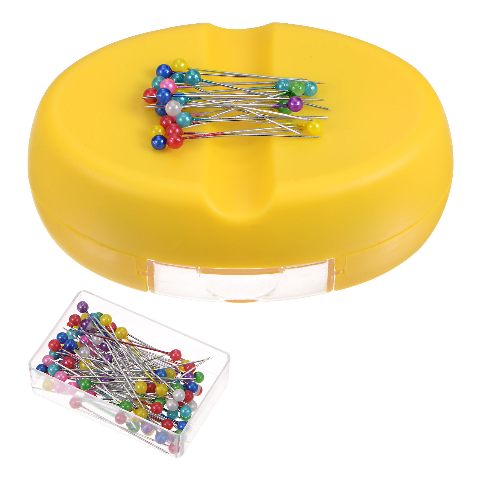 Uxcell Magnetic Pin Cushion with 100pcs Plastic Head Pins, Magnetic ...