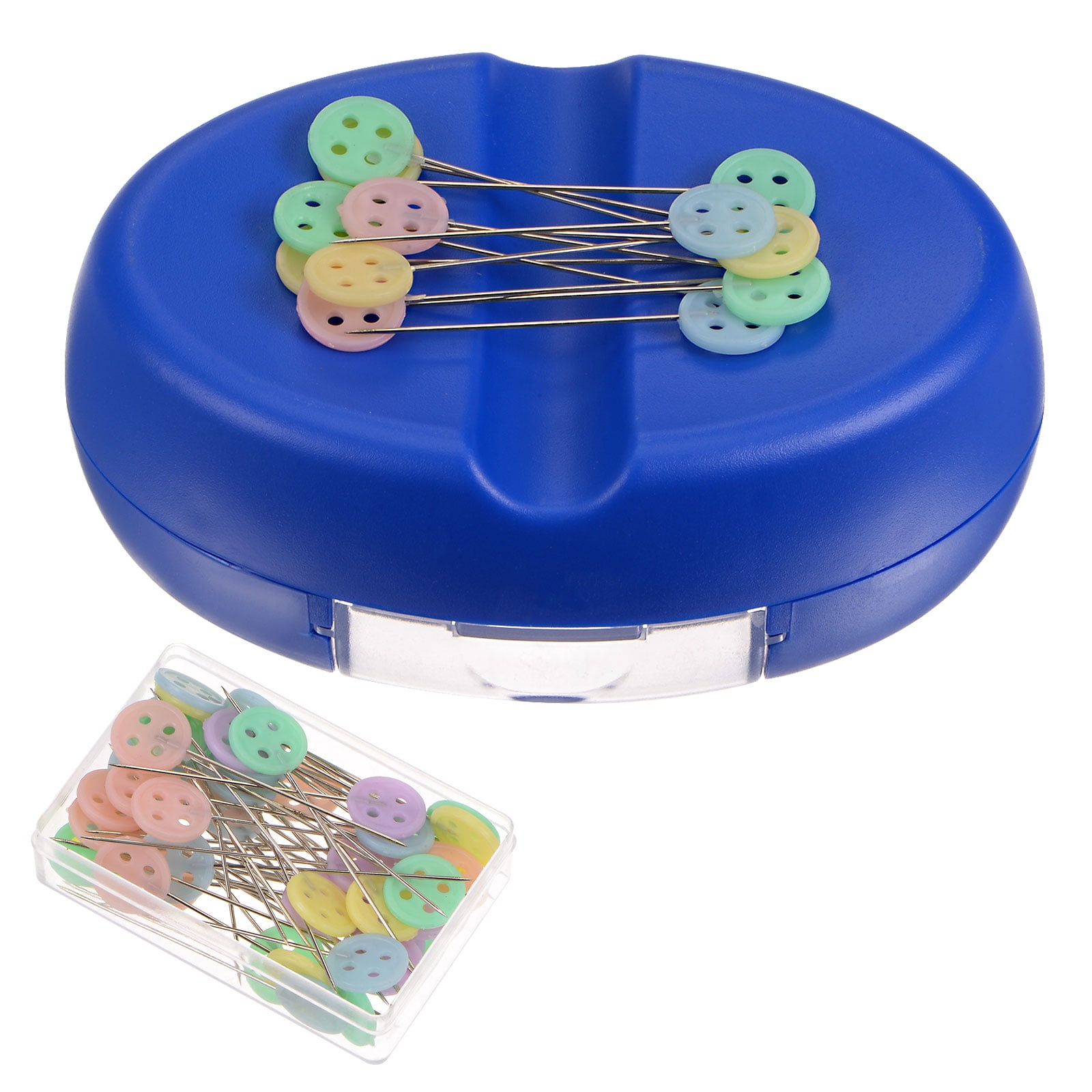 Uxcell Magnetic Pin Cushion with 50pcs Button Plastic Head Pins ...