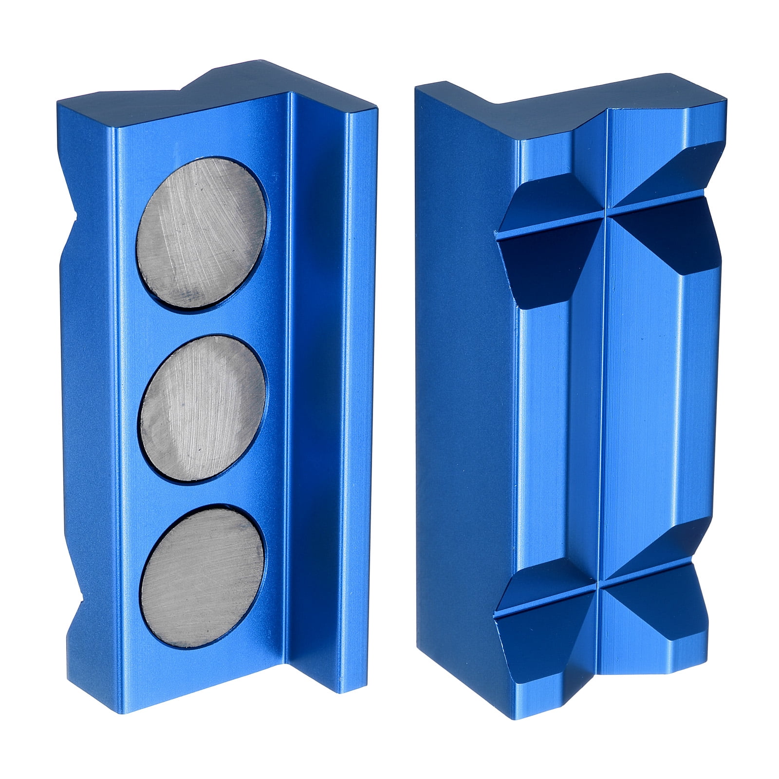 Uxcell Magnetic Vise Jaws 4 Inch Magnet V-Grooves Soft Aluminum Bench ...