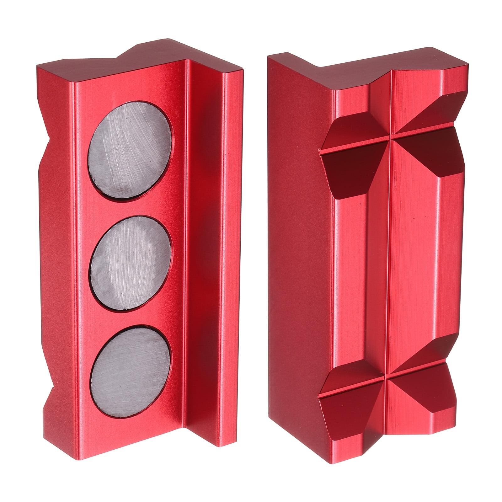 Uxcell Magnetic Vise Jaws 4 Inch Magnet V-Grooves Soft Aluminum Bench ...