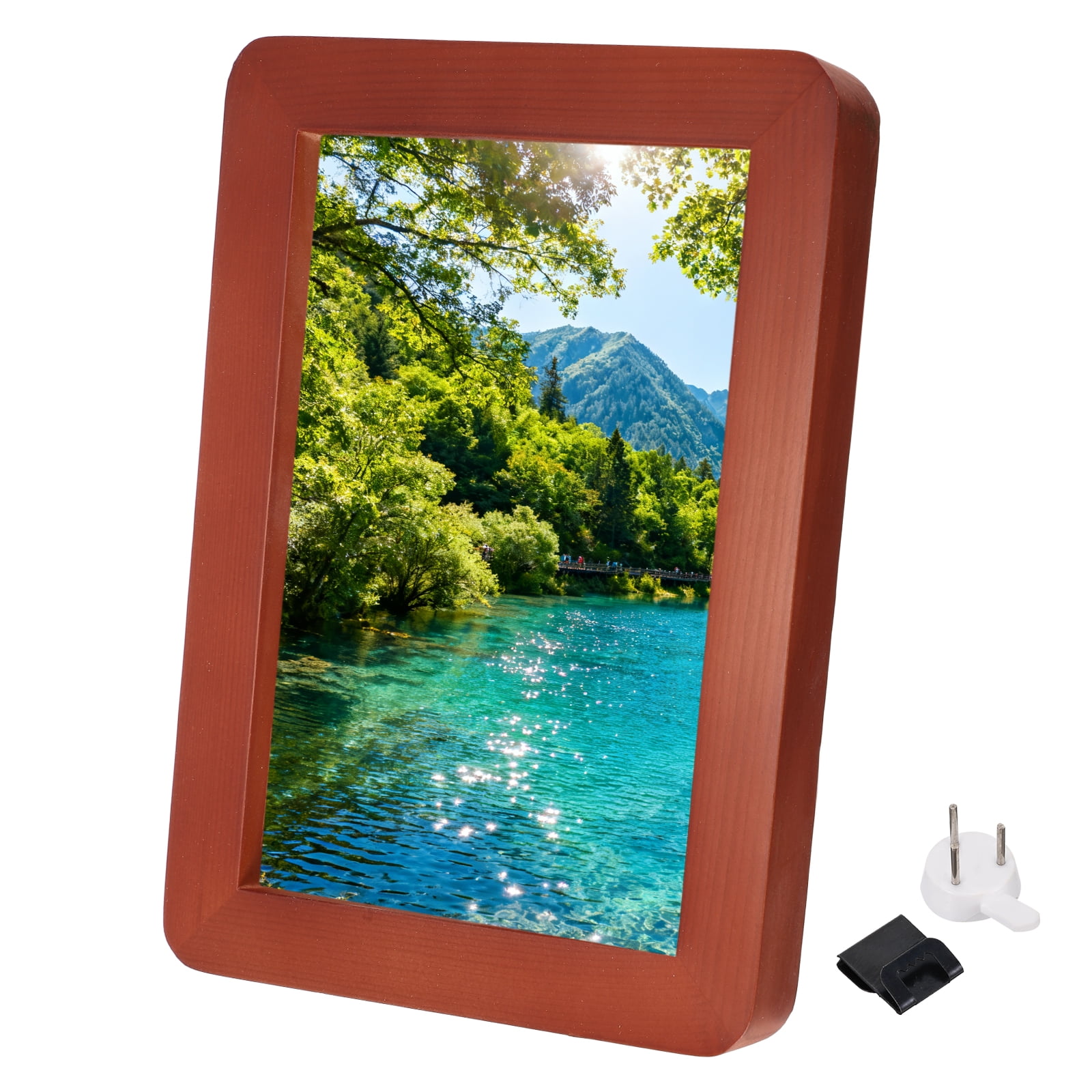Uxcell Mahogany Color Rectangle Photo Frame, 8.1x6.2" Wooden Photo ...