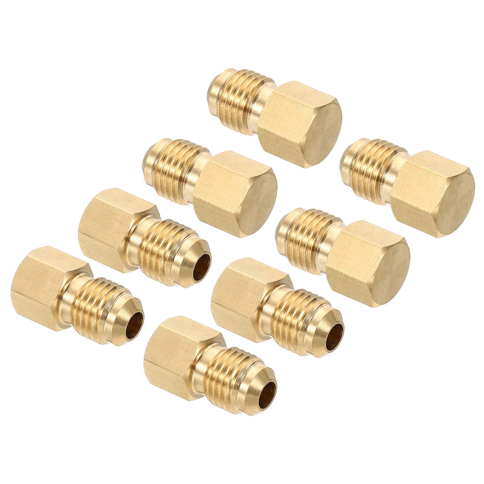 Uxcell Male 1/4" Brass Seal Plug, 8 Pack SAE Flare 45 Degree Hex Pipe ...