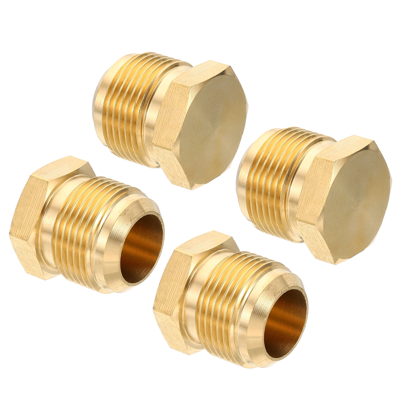 Uxcell Male 3/4" Brass Seal Plug, 4 Pack SAE Flare 45 Degree Hex Pipe ...