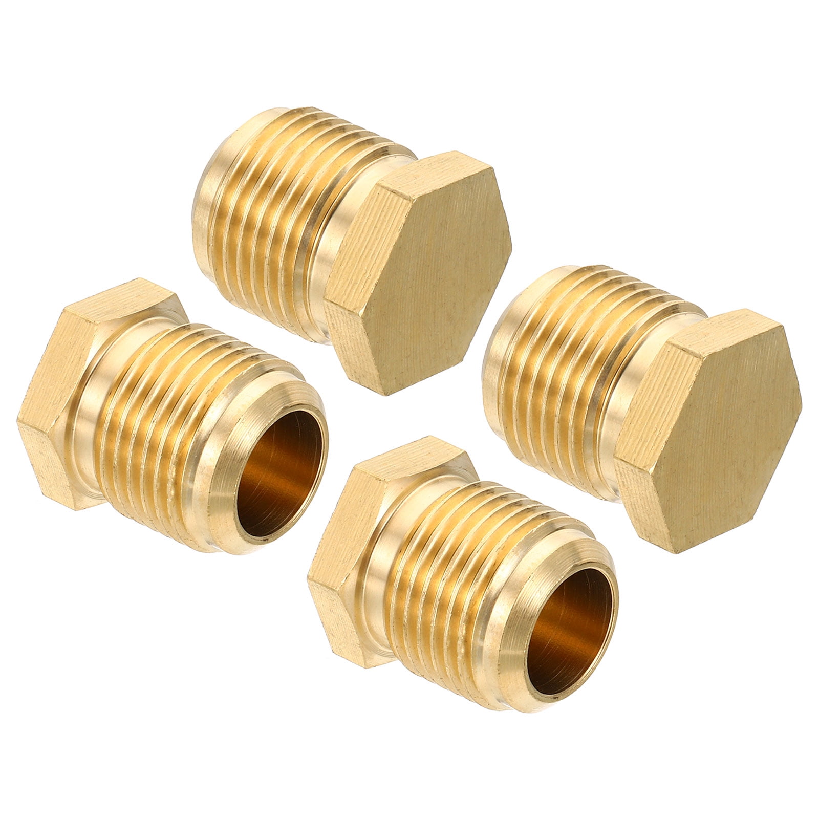 Uxcell Male 5/8" Brass Seal Plug, 4 Pack SAE Flare 45 Degree Hex Pipe ...