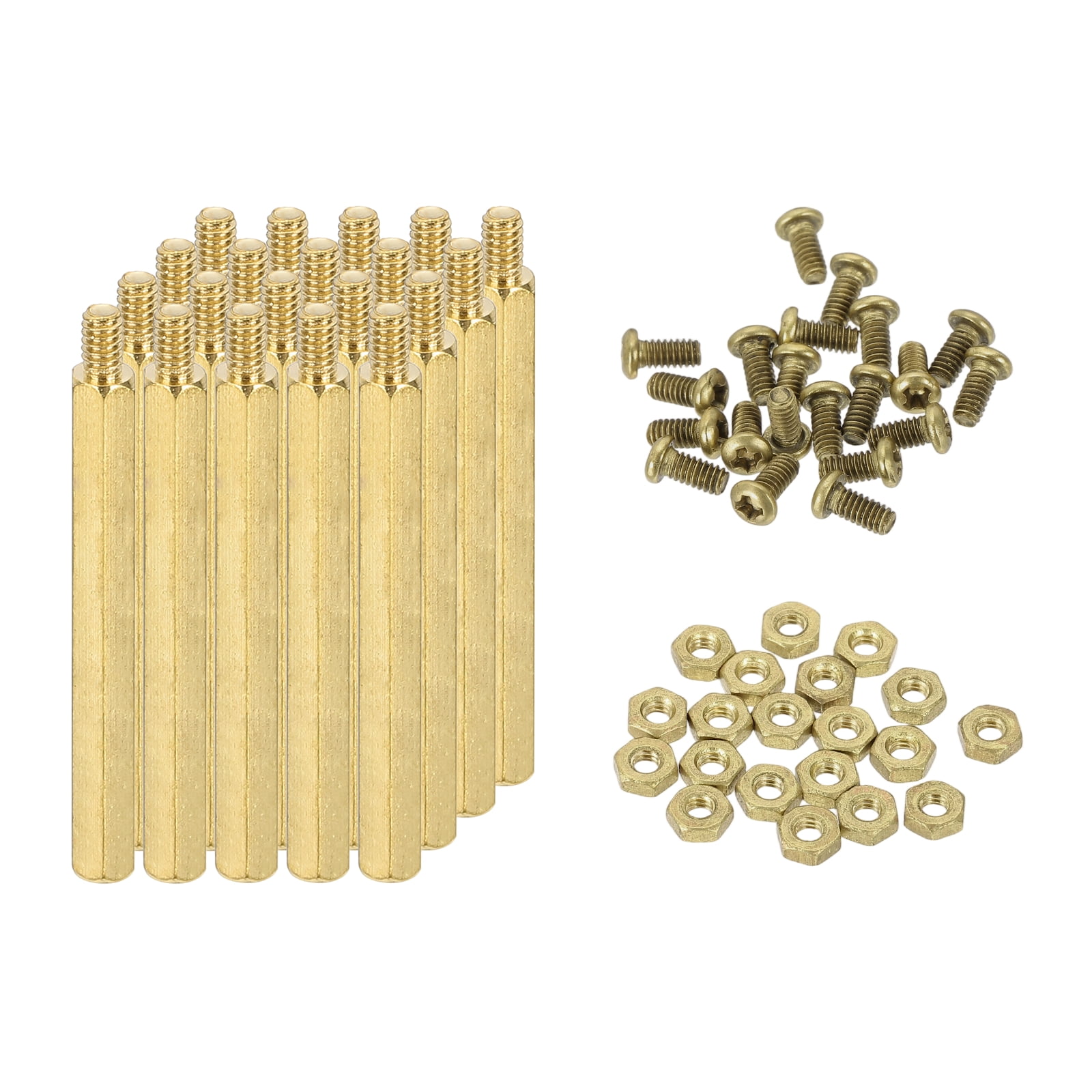 Uxcell Male Brass Hex Spacer Standoffs Screws Nuts, Hex Column Screw ...