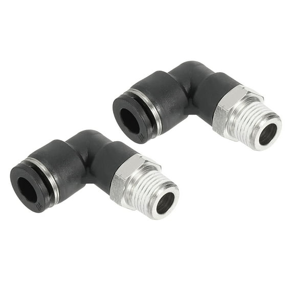 Uxcell Male Elbow 1/4" Tubing OD x 1/8" NPT Thread 90 Push to Connect Fittings 2 Pack - Walmart.com