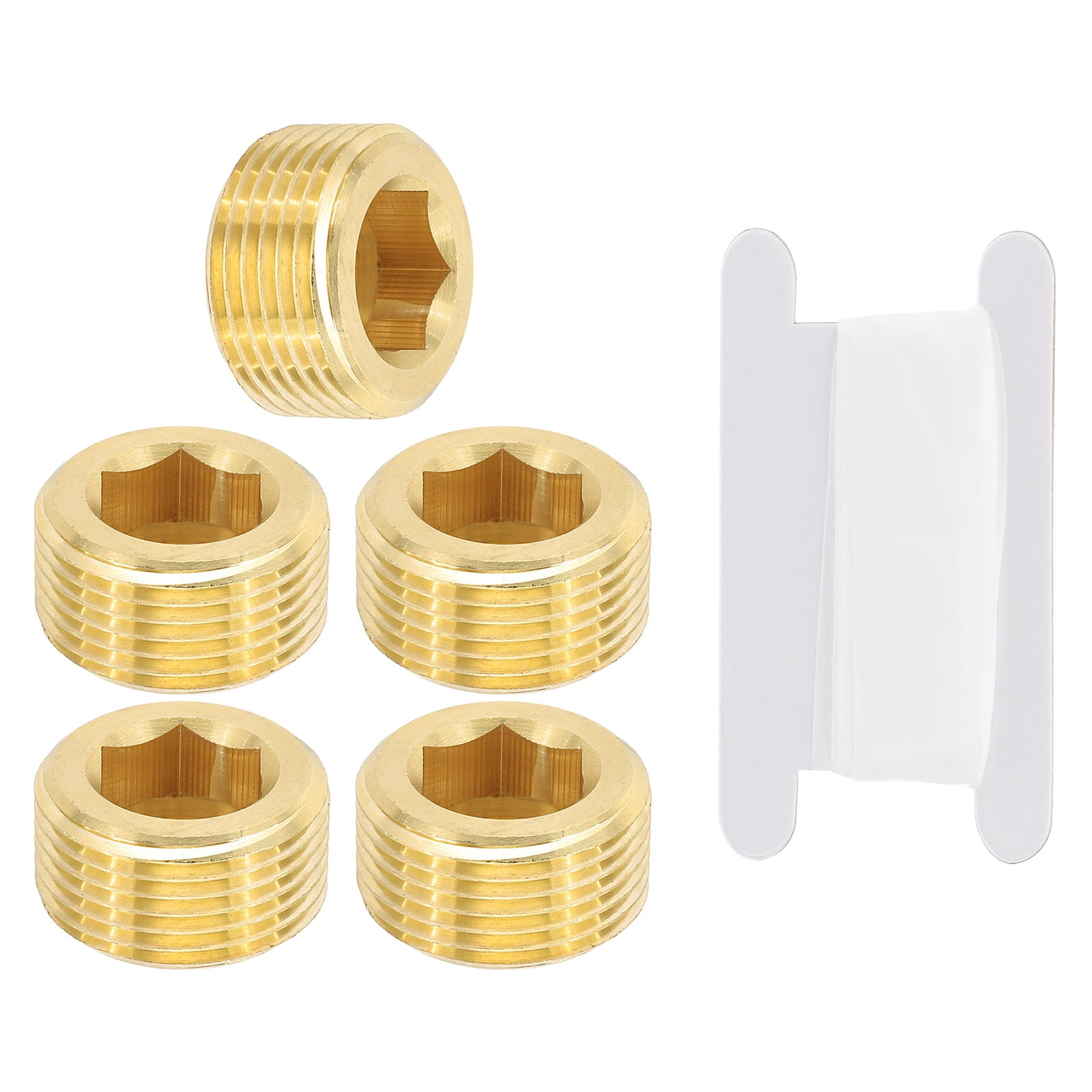 Uxcell Male Pipe Plug Fitting, Brass Hex Counter Sunk Plug Brass Male ...