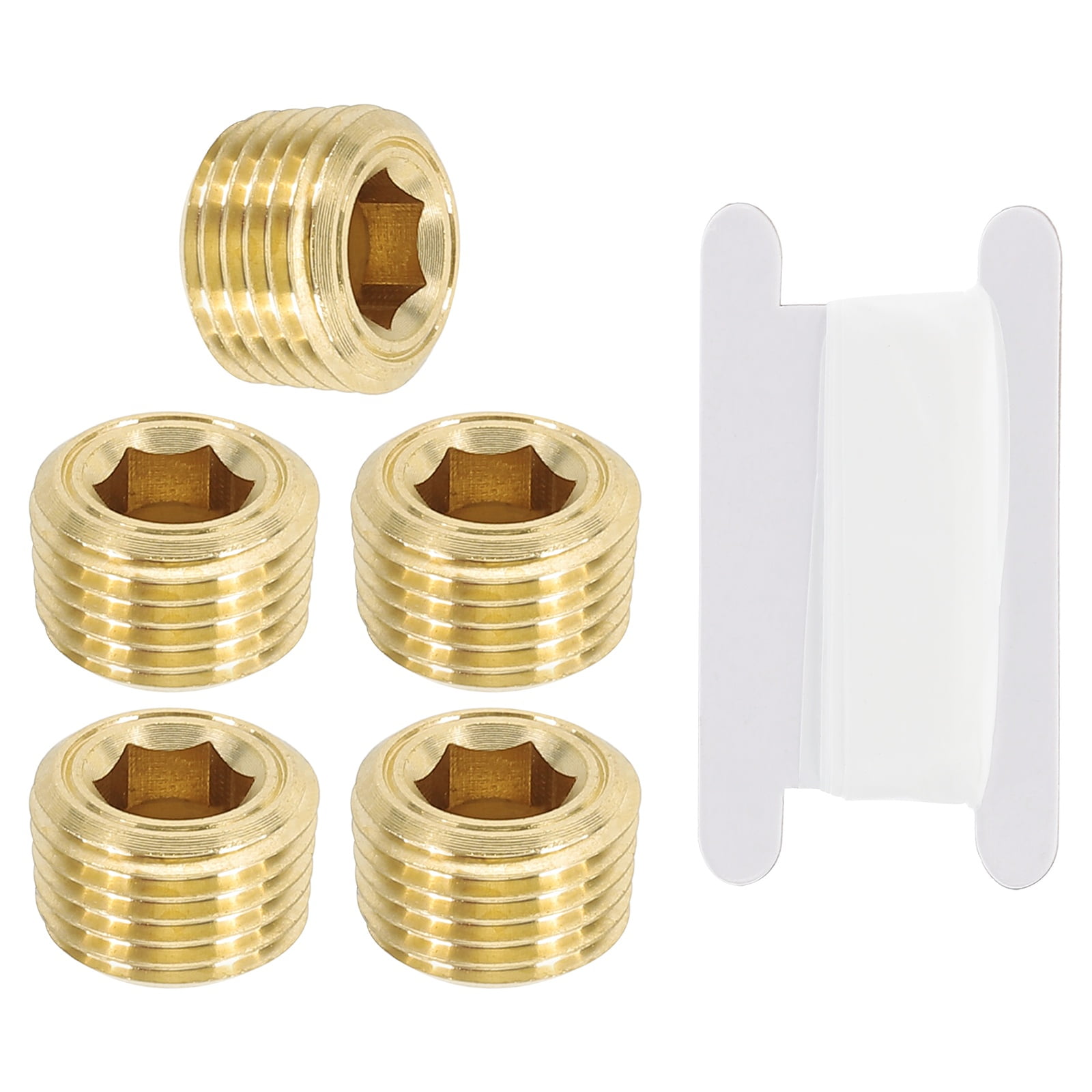 Uxcell Male Pipe Plug Fitting, Brass Hex Counter Sunk Plug Brass Male Connector Sockets for ...