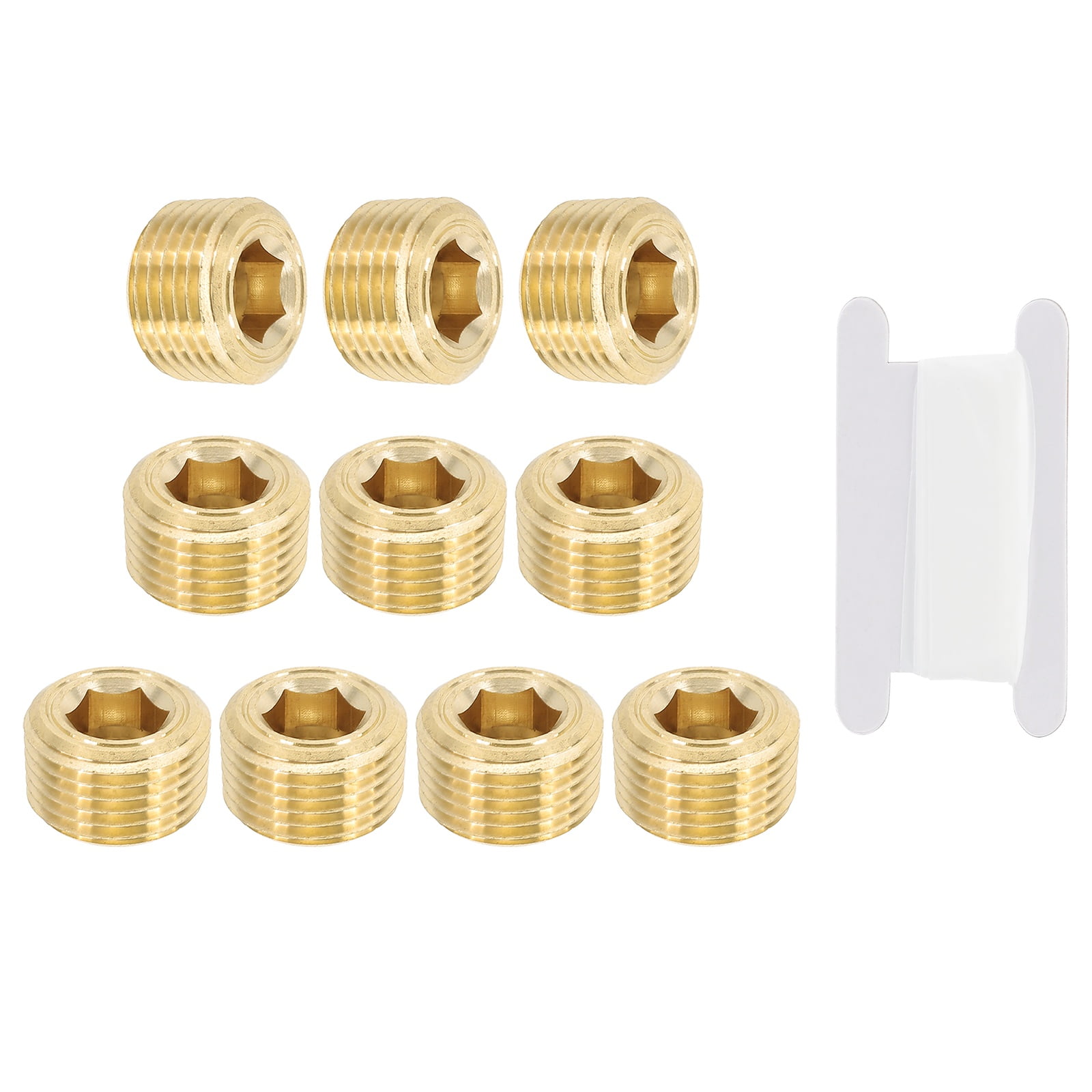 Uxcell Male Pipe Plug Fitting, Brass Hex Counter Sunk Plug Brass Male ...
