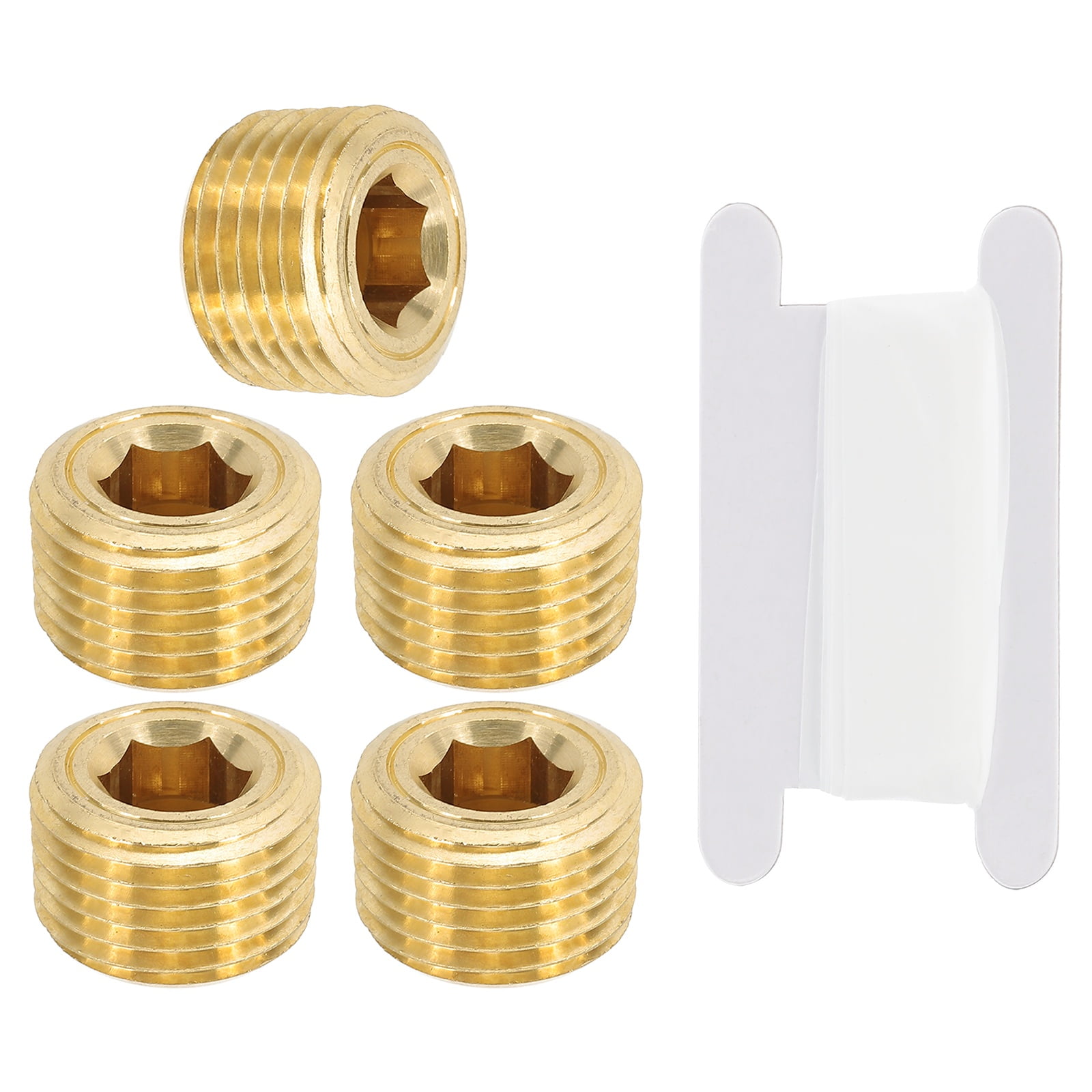 Uxcell Male Pipe Plug Fitting, Brass Hex Counter Sunk Plug Brass Male Connector Sockets for ...