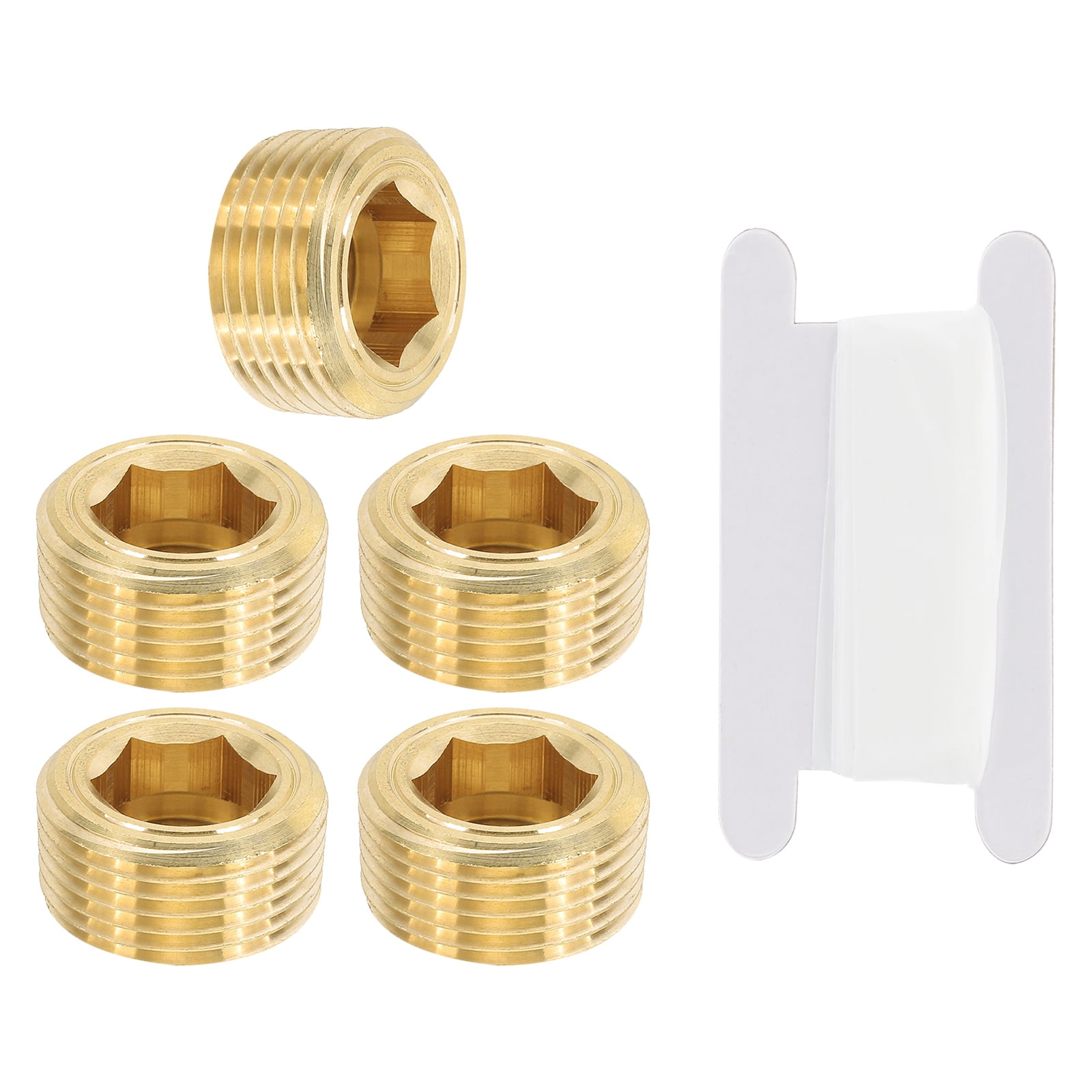 Uxcell Male Pipe Plug Fitting, Brass Hex Counter Sunk Plug Brass Male Connector Sockets for ...