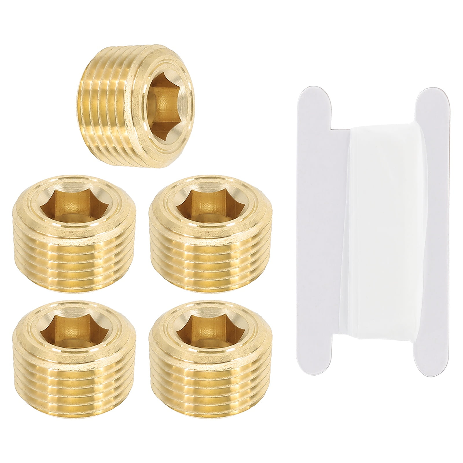 Uxcell Male Pipe Plug Fitting, Brass Hex Counter Sunk Plug Brass Male Connector Sockets for ...