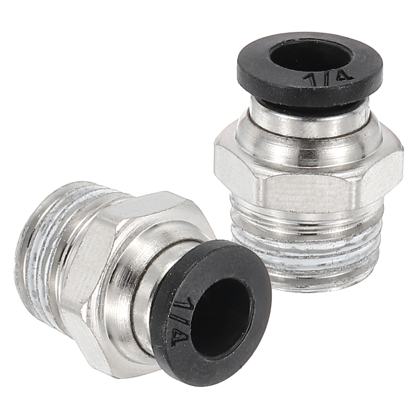 Uxcell Male Straight 1/4" Tubing OD x 1/4" NPT Thread Push to Connect Fittings 2 Pack - Walmart.com