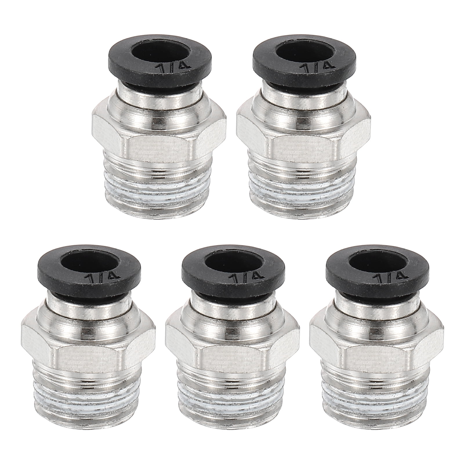 Uxcell Male Straight 1/4" Tubing OD x 1/4" NPT Thread Push to Connect Fittings 5 Pack - Walmart.com