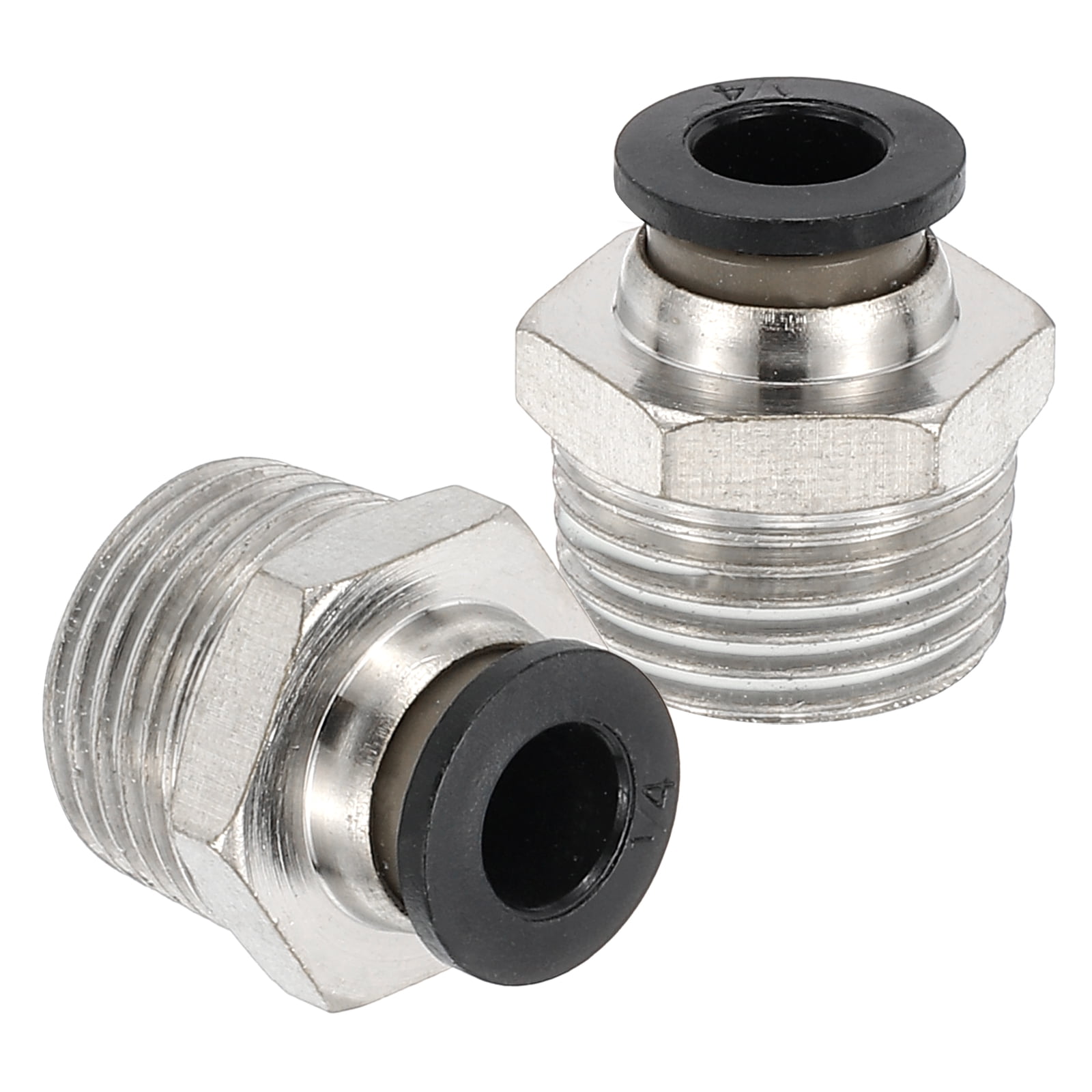 Uxcell Male Straight 1/4" Tubing OD x 3/8" NPT Thread Push to Connect Fittings 2 Pack - Walmart.com