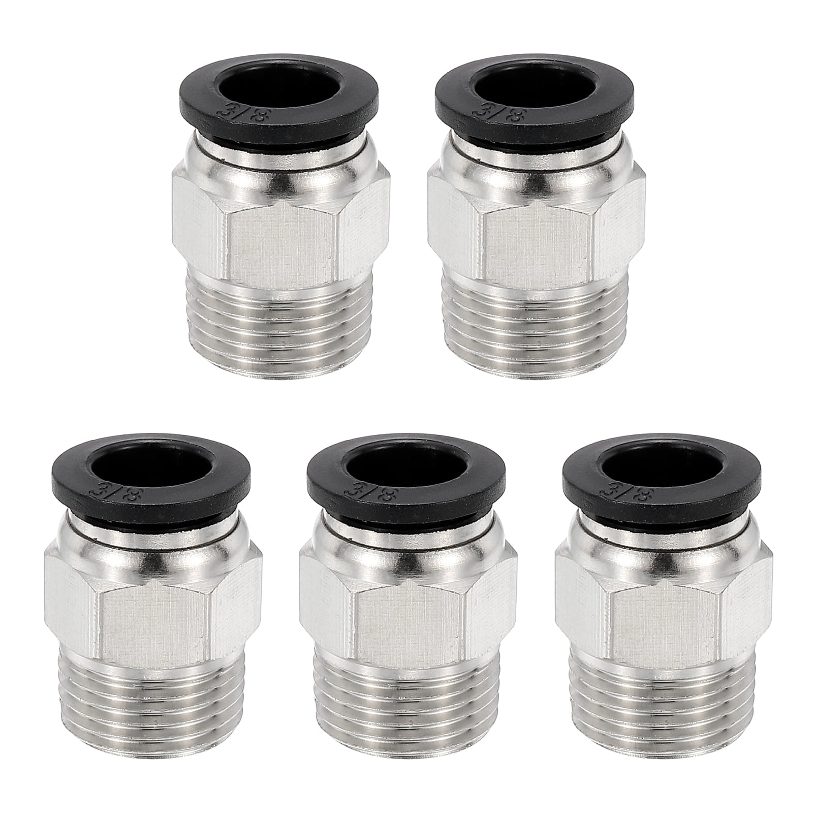 Uxcell Male Straight 3/8" Tubing OD x 3/8" NPT Thread Push to Connect Fittings 5 Pack - Walmart.com