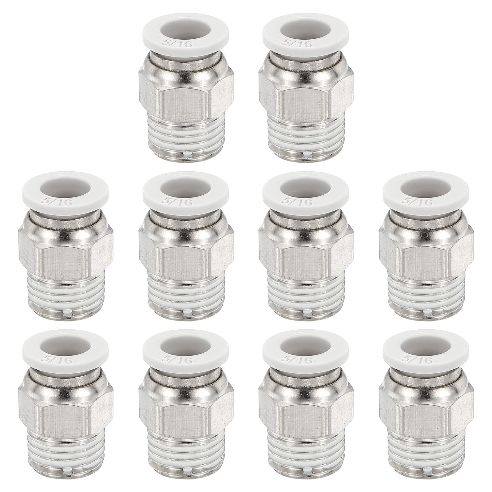 Uxcell Male Straight 5/16" Tubing OD x 1/4" NPT Thread Push to Connect Fittings 10 Pack ...