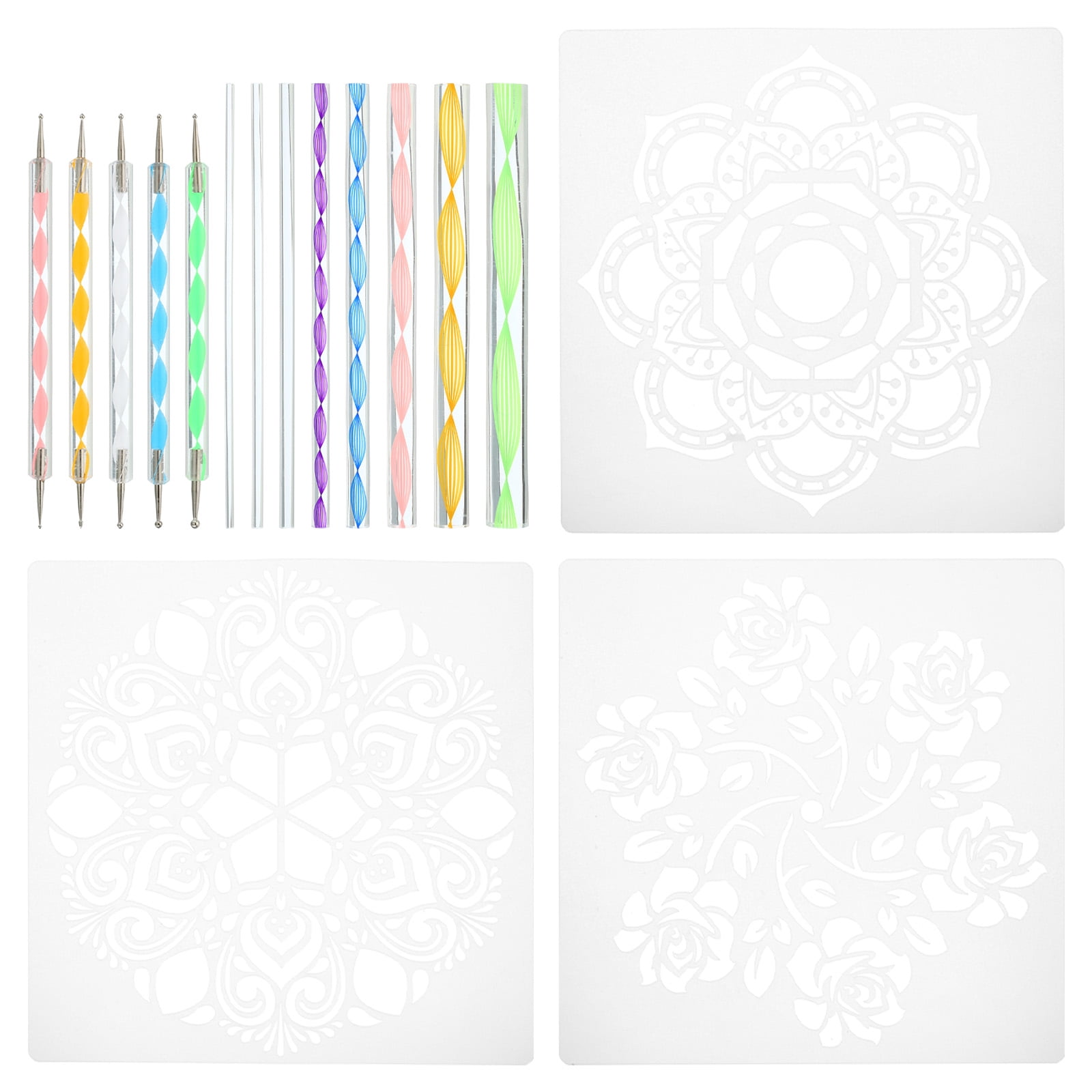 Uxcell Mandala Acrylic Dotting Rods Set with Mandala Stencil Templates ...