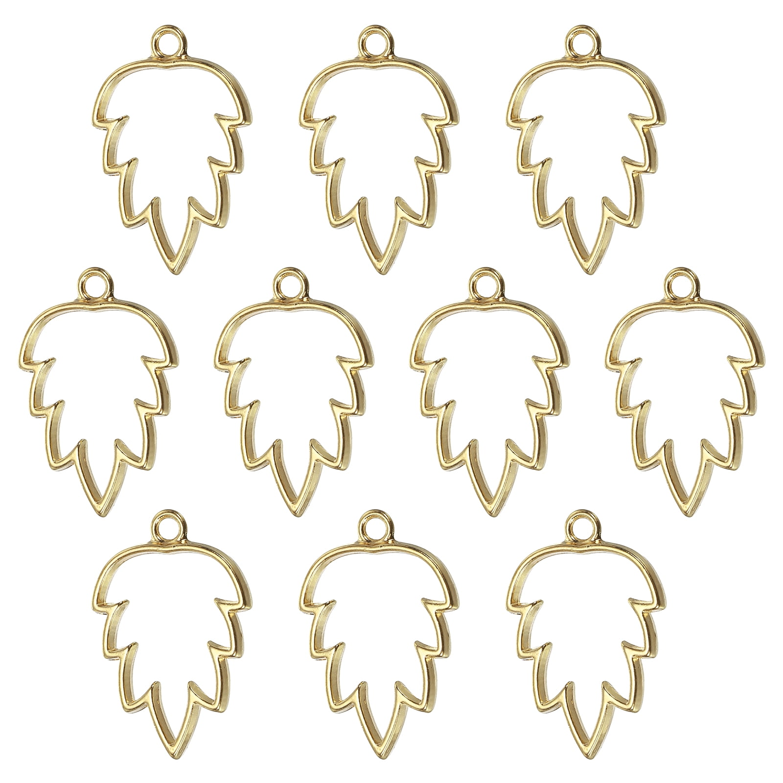 Uxcell Maple Leaf Shaped Alloy Open Back Bezel Pendants DIY Hollow ...