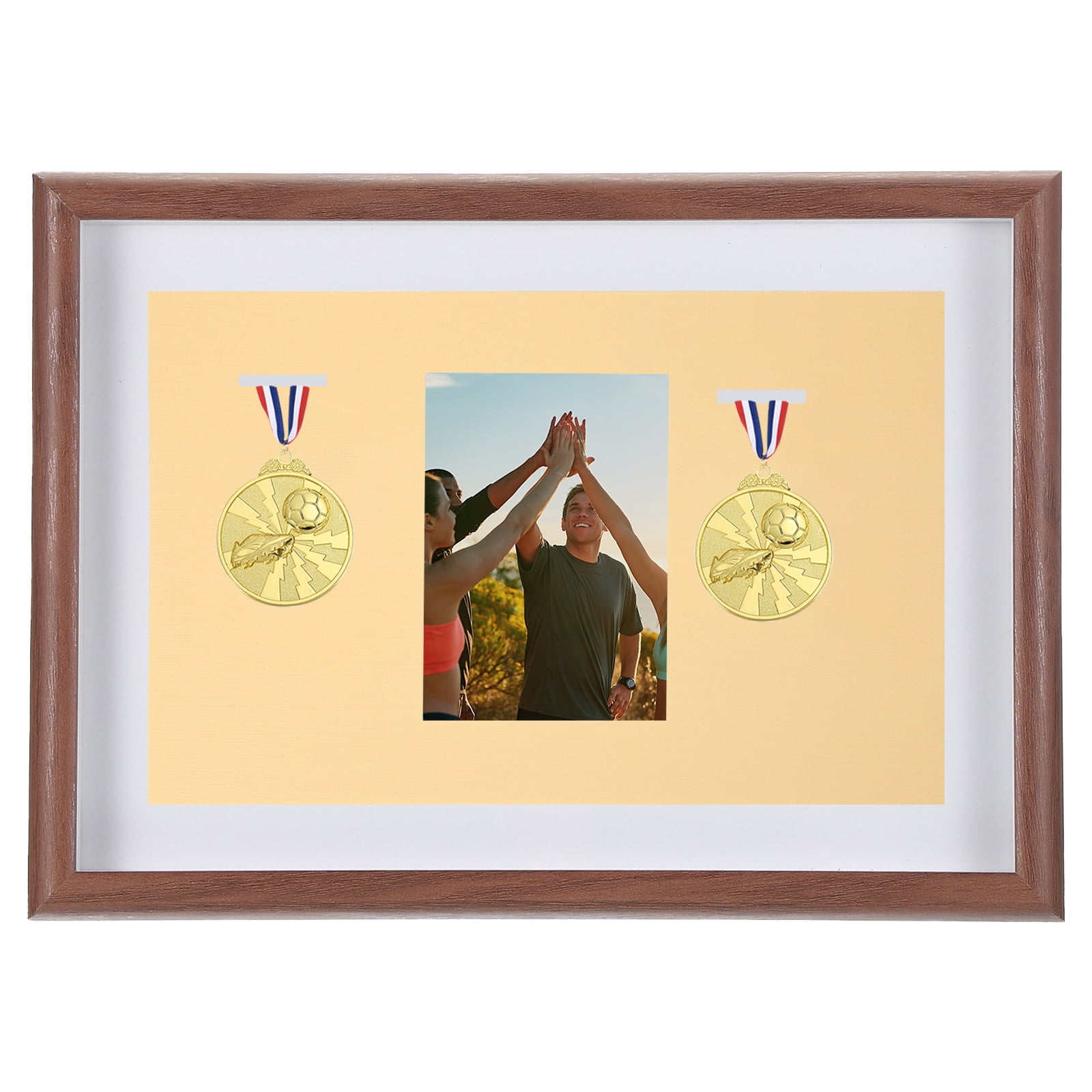 Uxcell Medal Display Case, Shadow Box Frame Wooden Stand for Sports ...