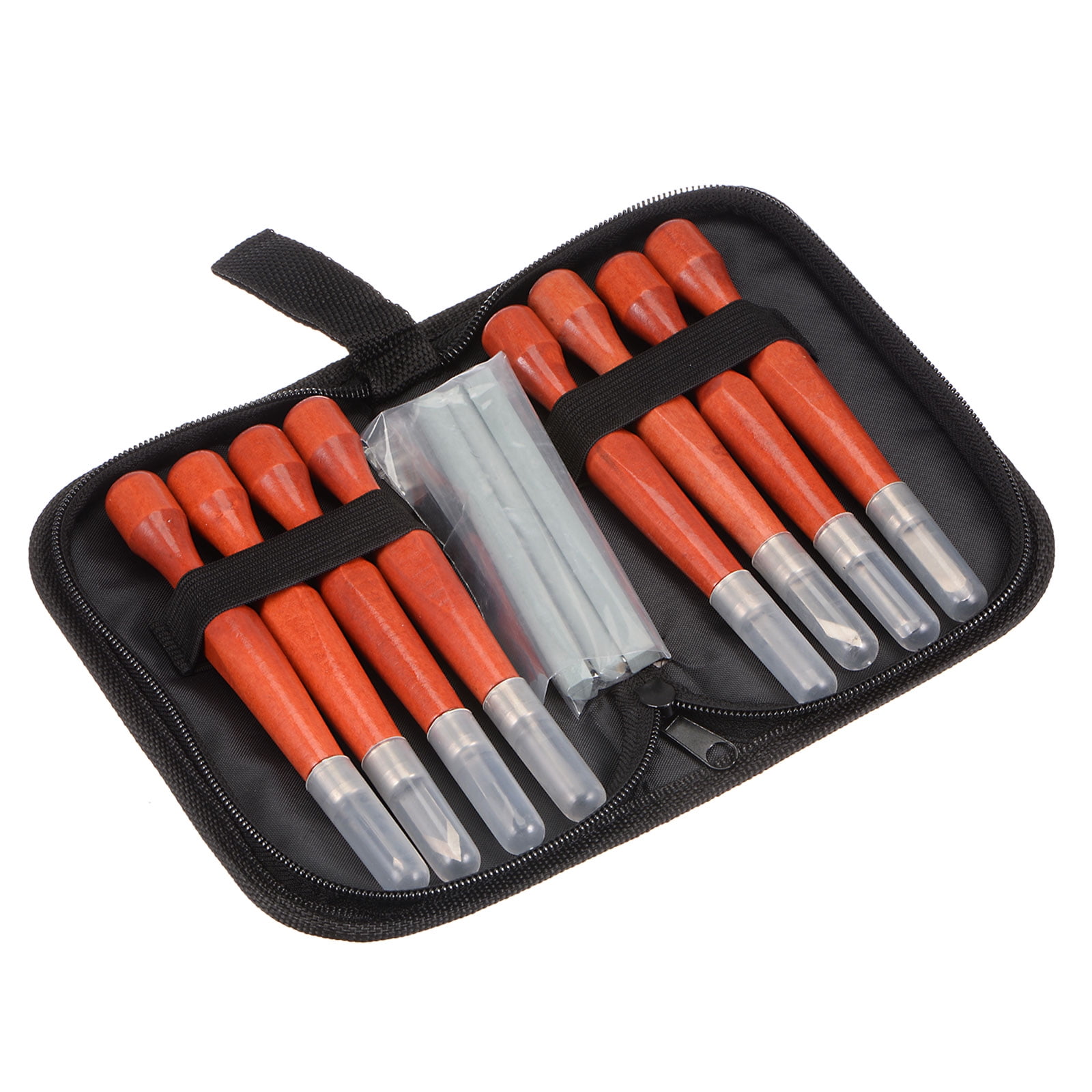 Uxcell Medium/Big Flat/Half Round/Pointed Red Wood Handle Carving Knife ...