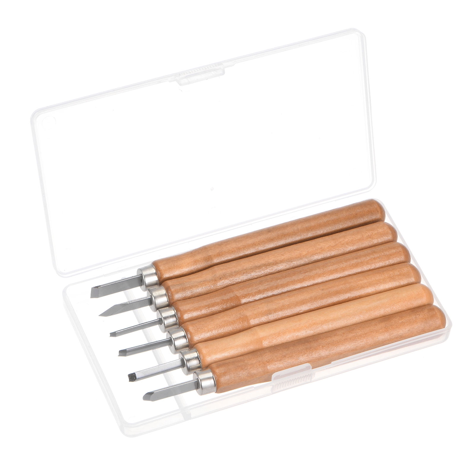 Uxcell Medium/Big Flat/Triangle/Arc Tips Red Wood Handle Carving Knife ...