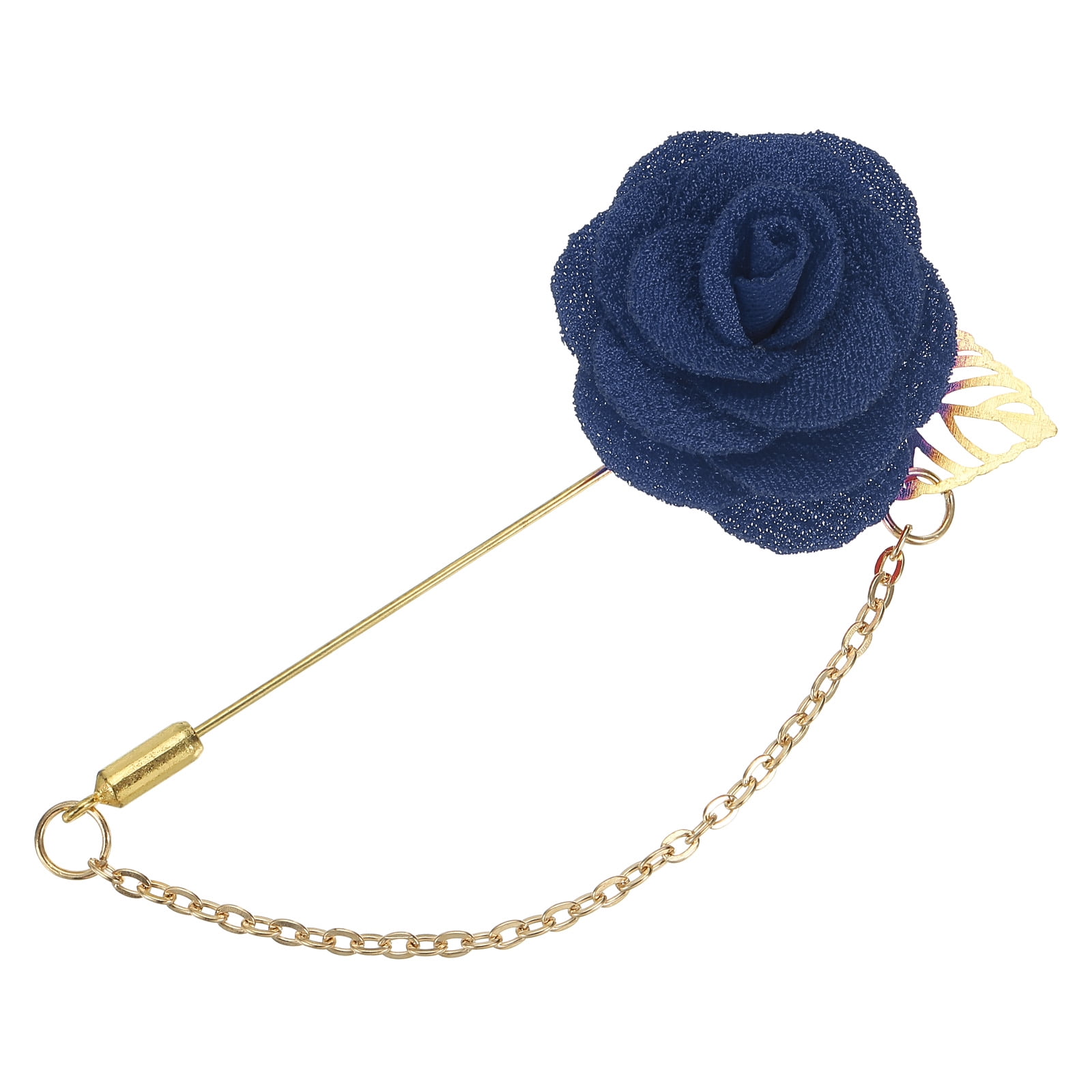 Uxcell Men Cloth Rose Flower Pin, Suit Lapel Stick Boutonnieres, Navy ...