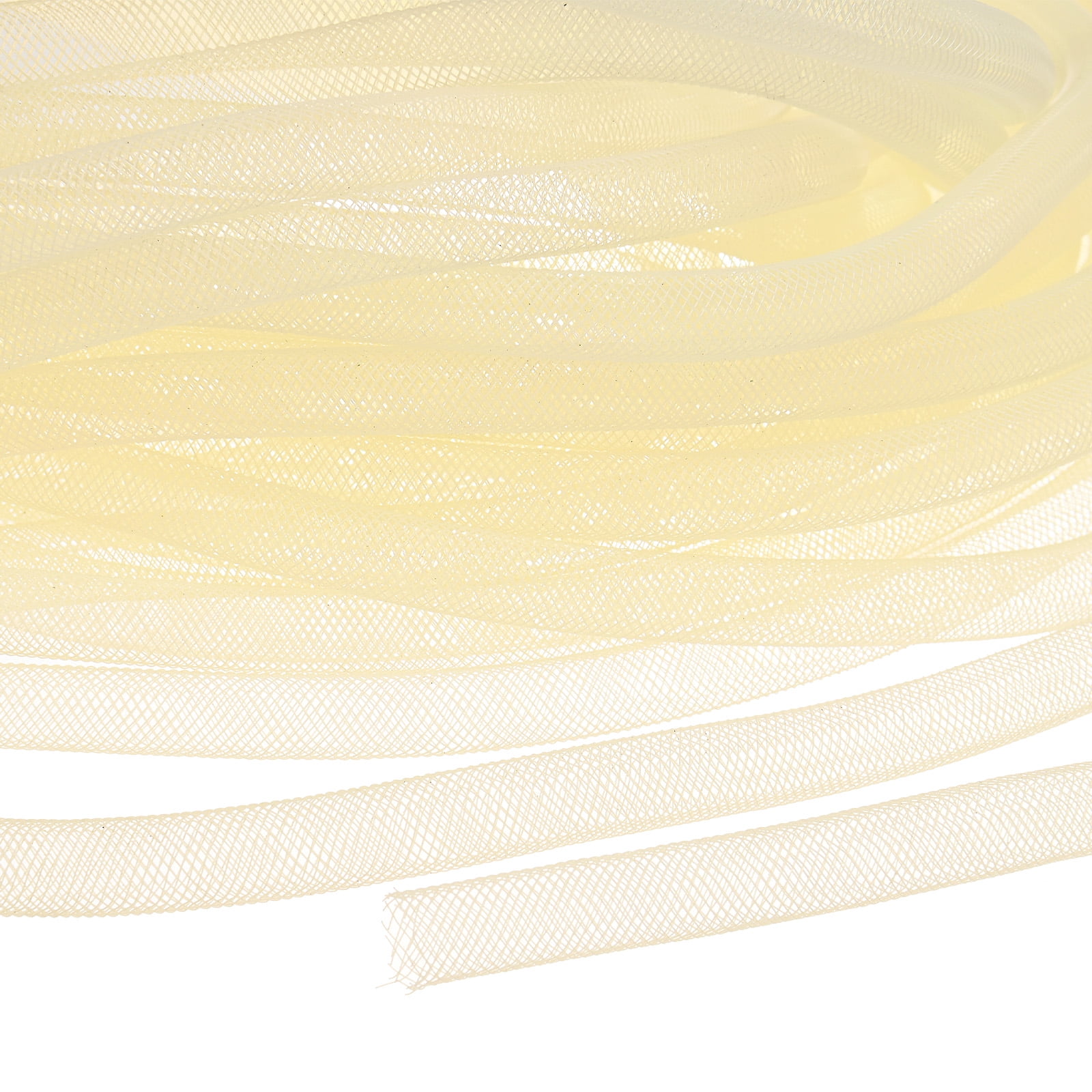 Uxcell Mesh Tube Ribbon 25 Yards, 10mm Elastic Fabric Ribbons[Cream ...