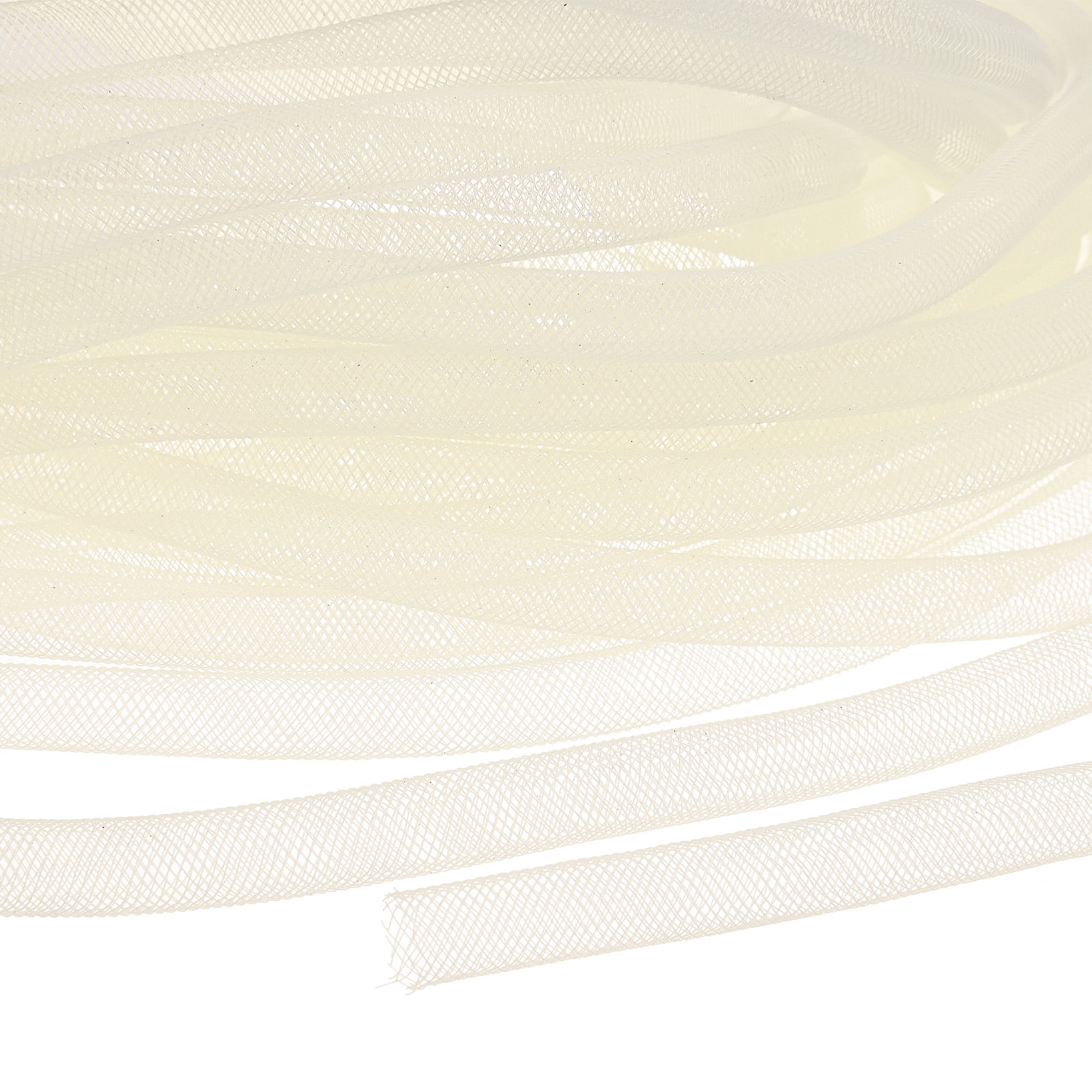 Uxcell Mesh Tube Ribbon 25 Yards, 10mm Elastic Fabric Ribbons[Natural ...