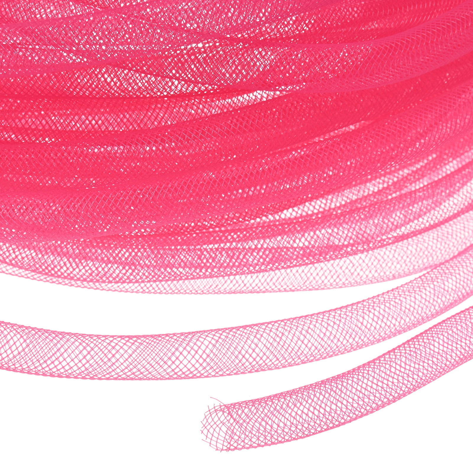 Uxcell Mesh Tube Ribbon 25 Yards, 10mm Elastic Fabric Ribbons[Peach ...