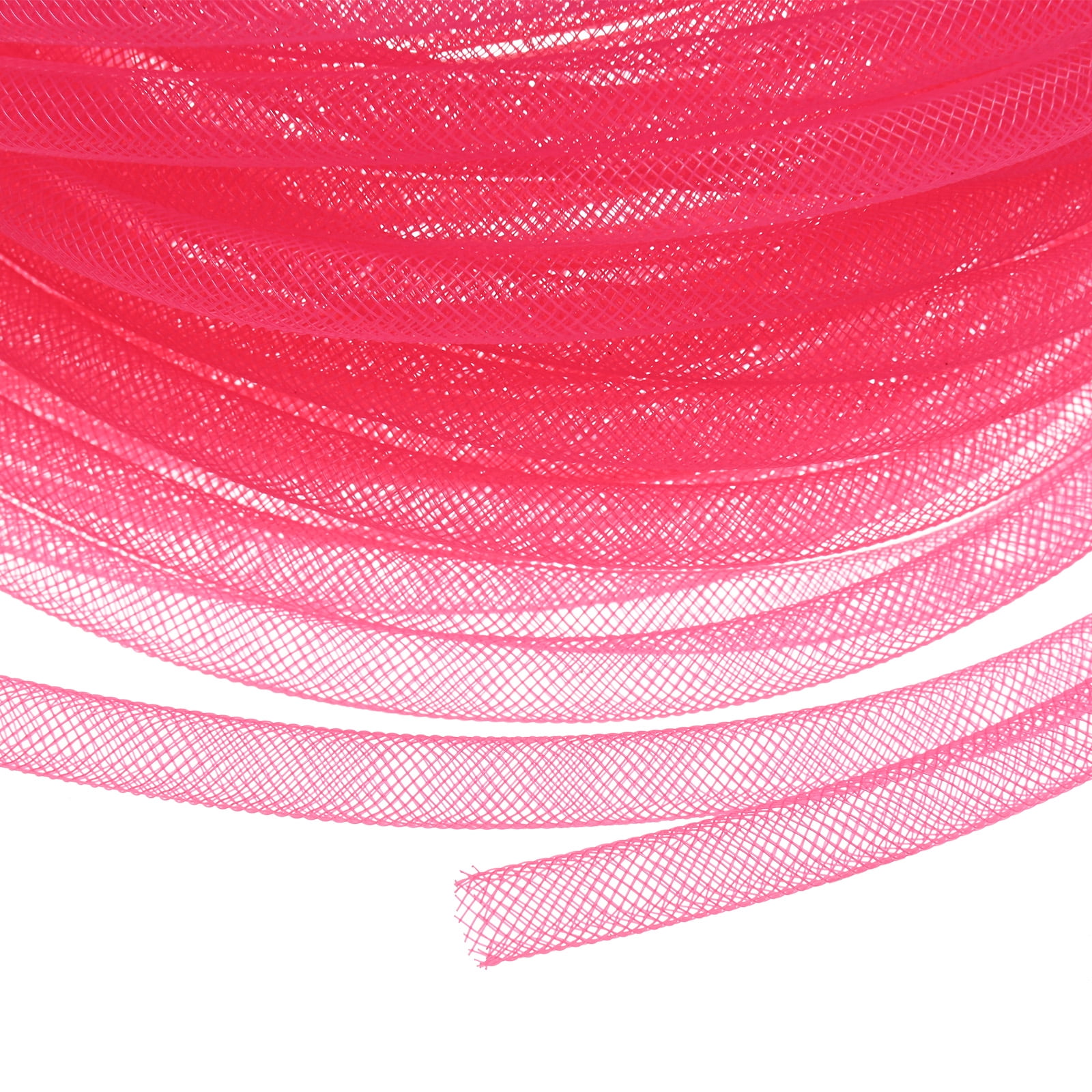 Uxcell Mesh Tube Ribbon 25 Yards, 8mm Elastic Fabric Ribbons[Peach ...