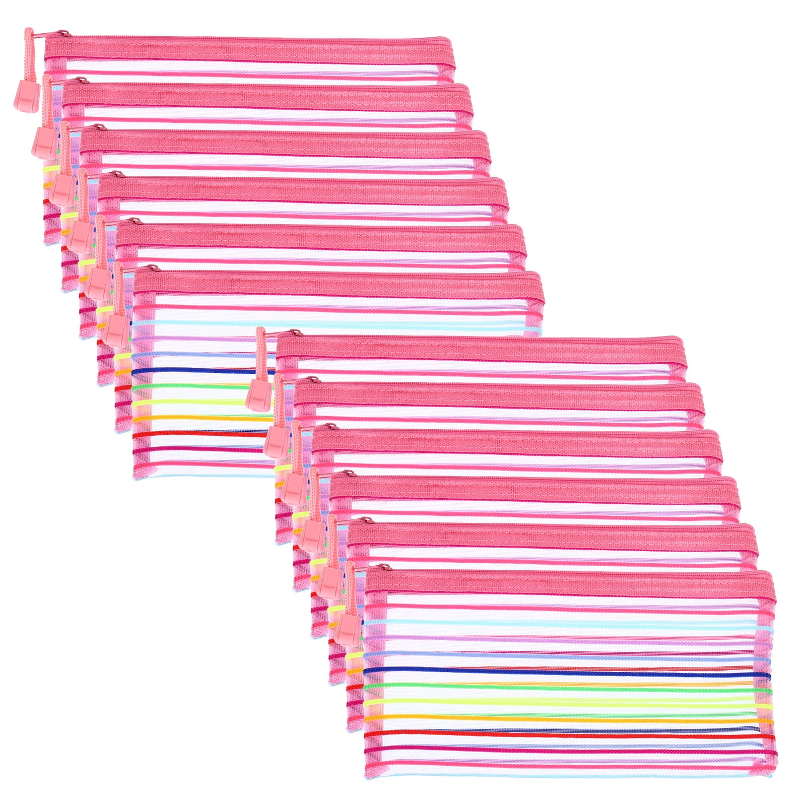 Uxcell Mesh Zipper Pouch B6 Nylon Document Makeup Zipper Bag Travel