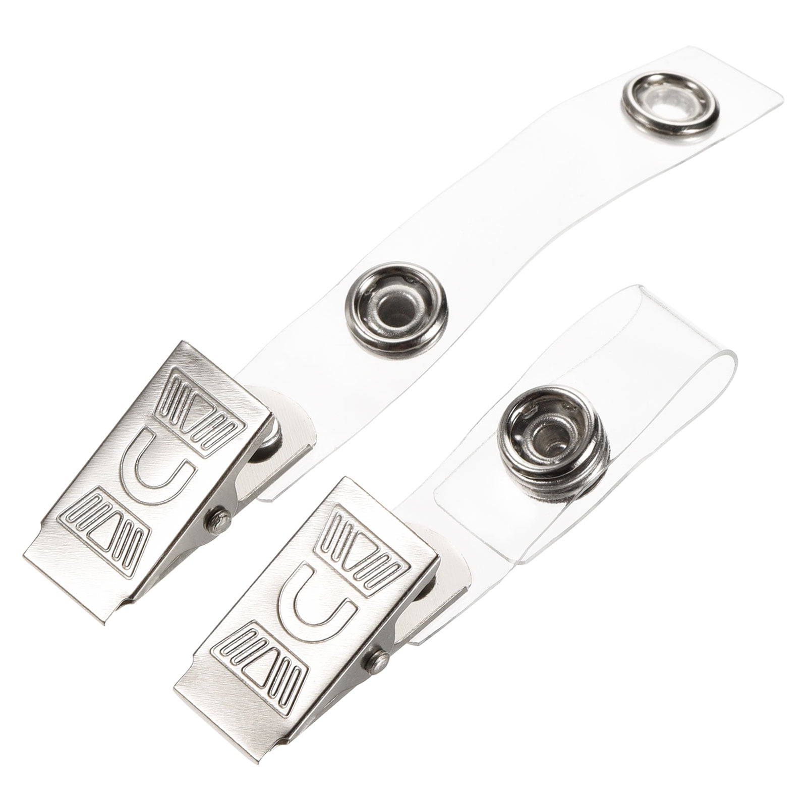 Uxcell Metal Badge Clips with Clear Straps for ID Cards Holders Silver ...