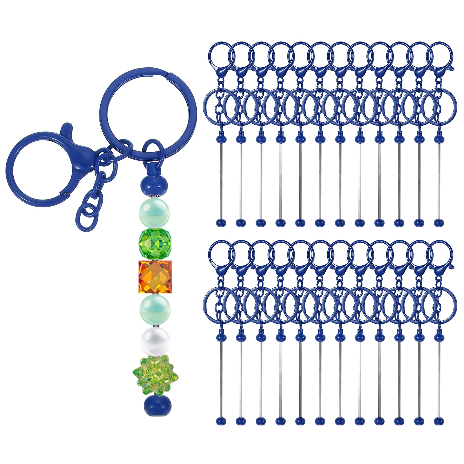 Uxcell Metal Beadable Keychains Bars with Lobster Hook Dark Blue ...