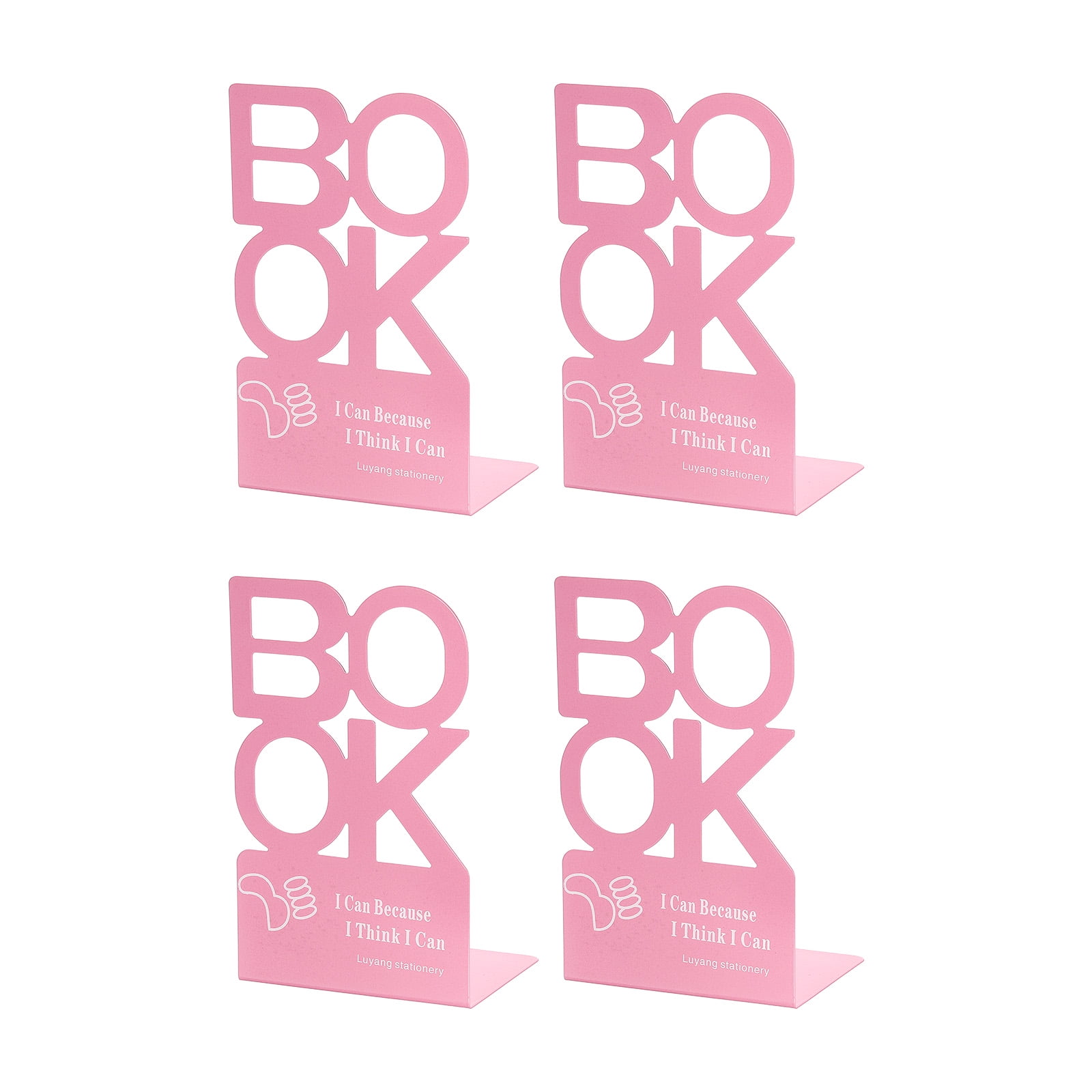 Uxcell Metal Bookend with Alphabet Shaped, 4.13x5.04x8.07'', Pink 2 Set ...
