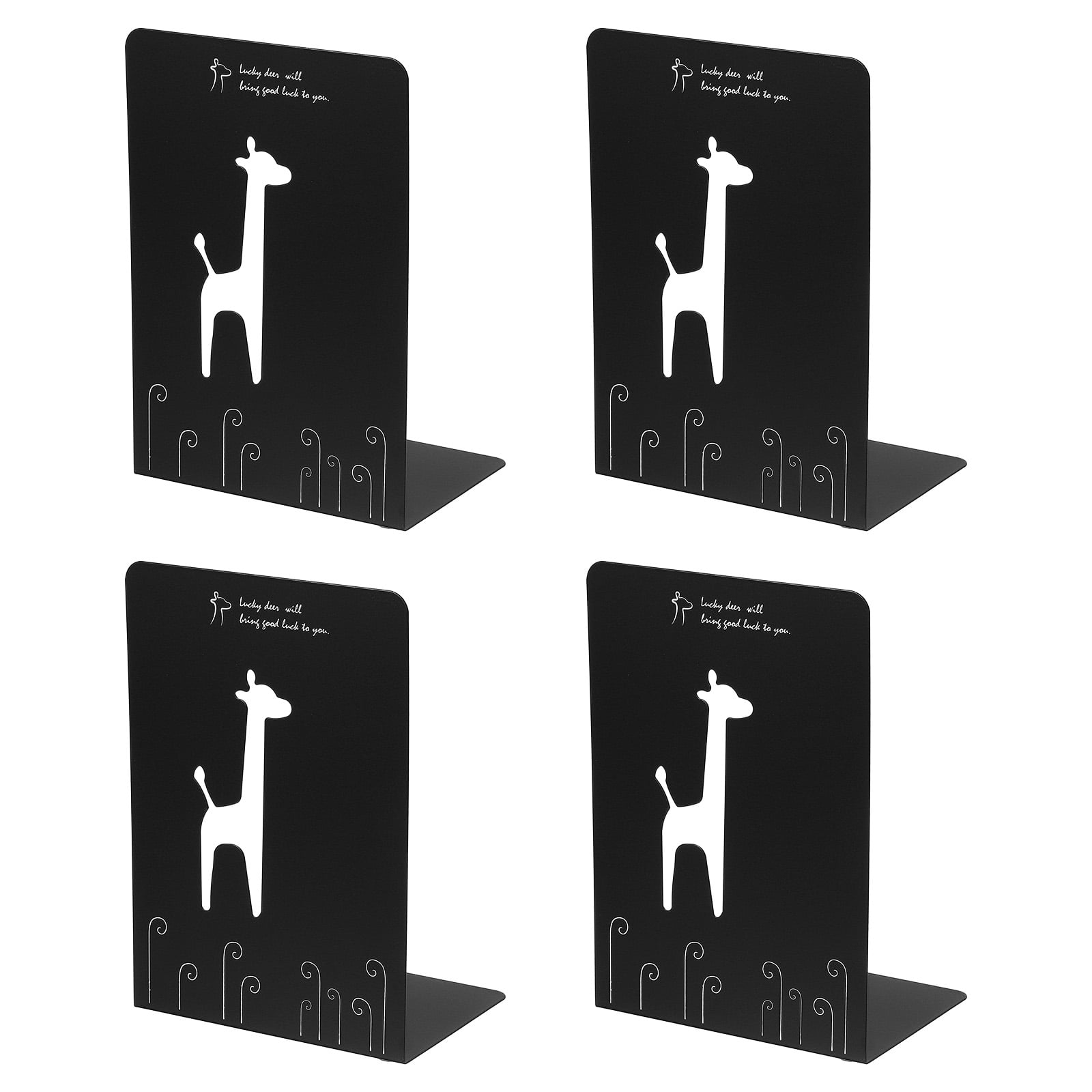 Uxcell Metal Bookend with Giraffe L Shape Design, Black - Walmart.com