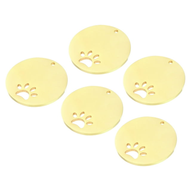 Uxcell Metal Dog Paw Tags Stamping, 0.98"x0.98" Gold Blank Dog Tags DIY ...