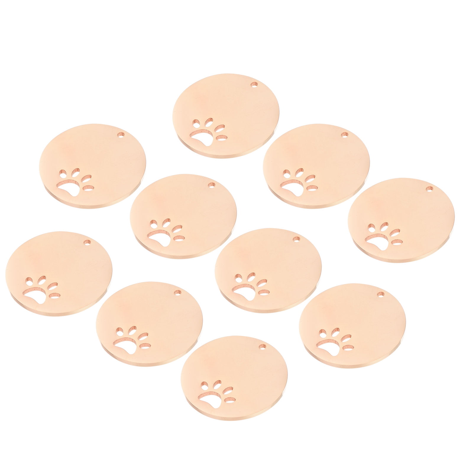 Uxcell Metal Dog Paw Tags Stamping, 0.98"x0.98" Rose Gold Blank Dog ...