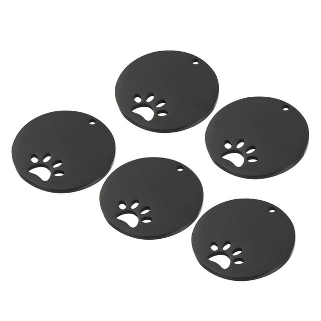 Uxcell Metal Dog Paw Tags Stamping, 1.18"x1.18" Black Blank Dog Tags ...