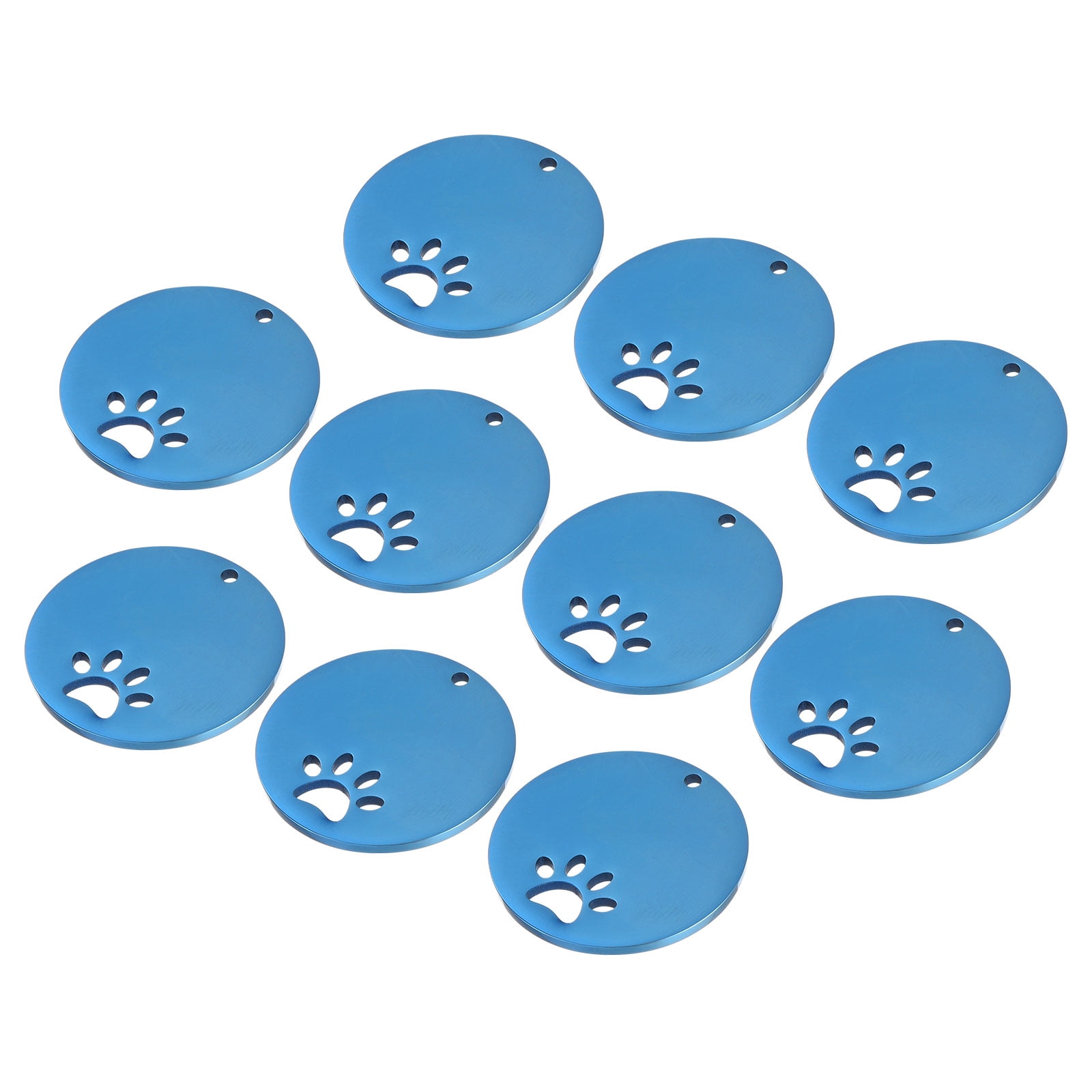 Uxcell Metal Dog Paw Tags Stamping, 1.18"x1.18" Blue Blank Dog Tags DIY ...