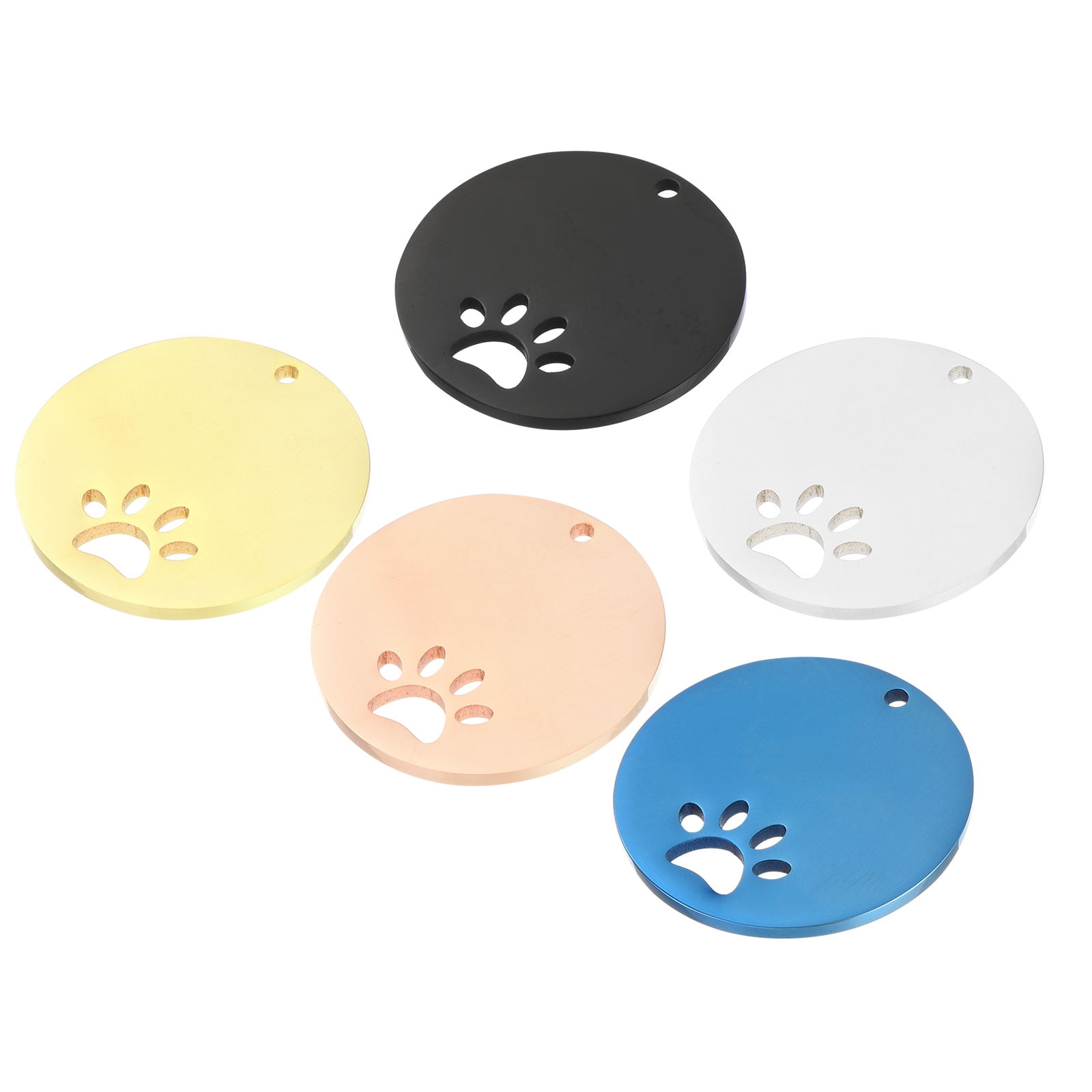 Uxcell Metal Dog Paw Tags Stamping, 1.18"x1.18" Multicolored Blank Dog ...