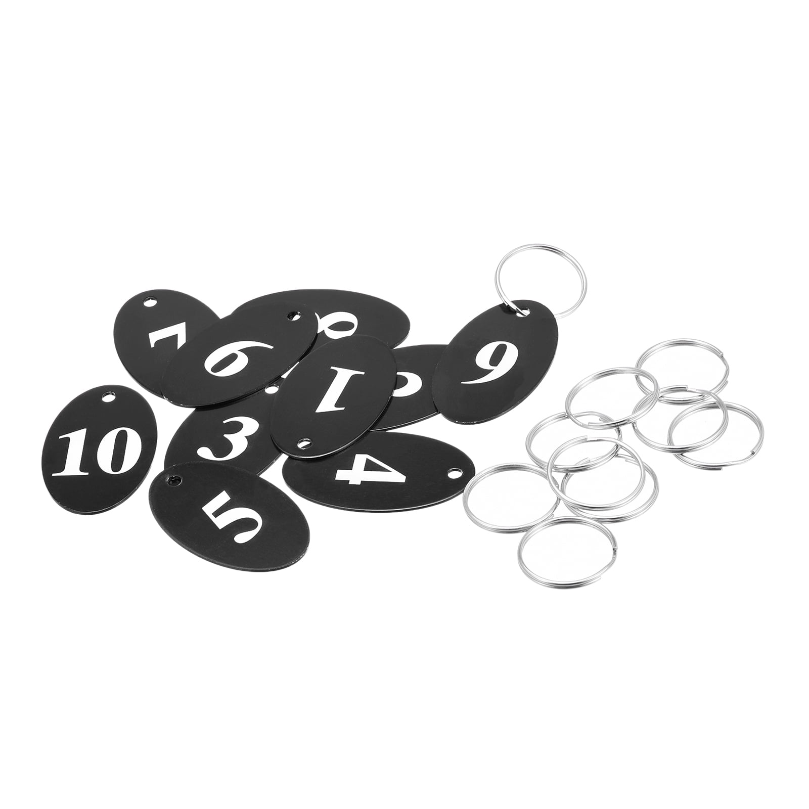 Uxcell Metal Number Tags Key Tag with Ring, 1-10 Numbered Oval 50x30mm ...