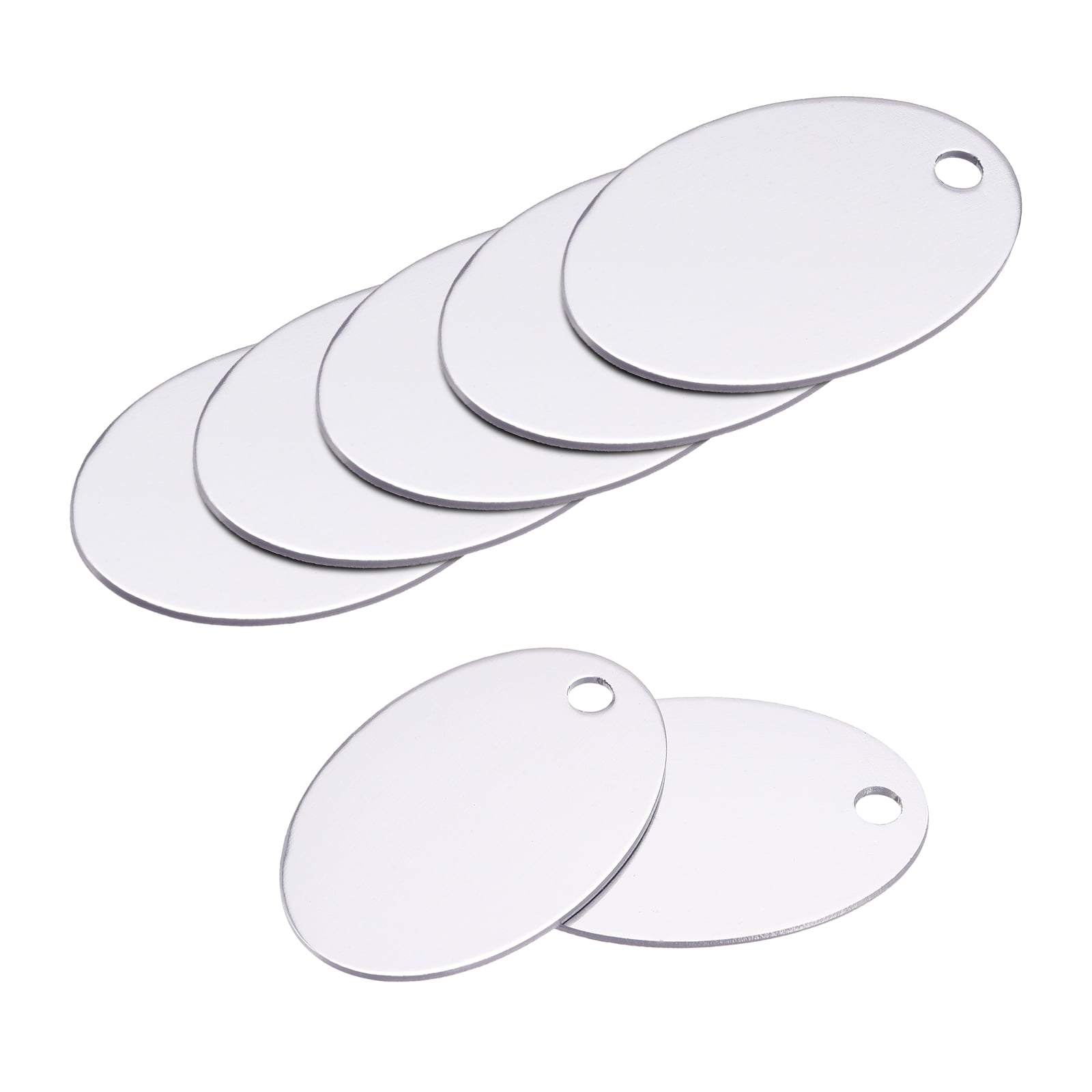 Uxcell Metal Oval Stamping Blank DIY Label Aluminum Tags 25x38mm Silver ...