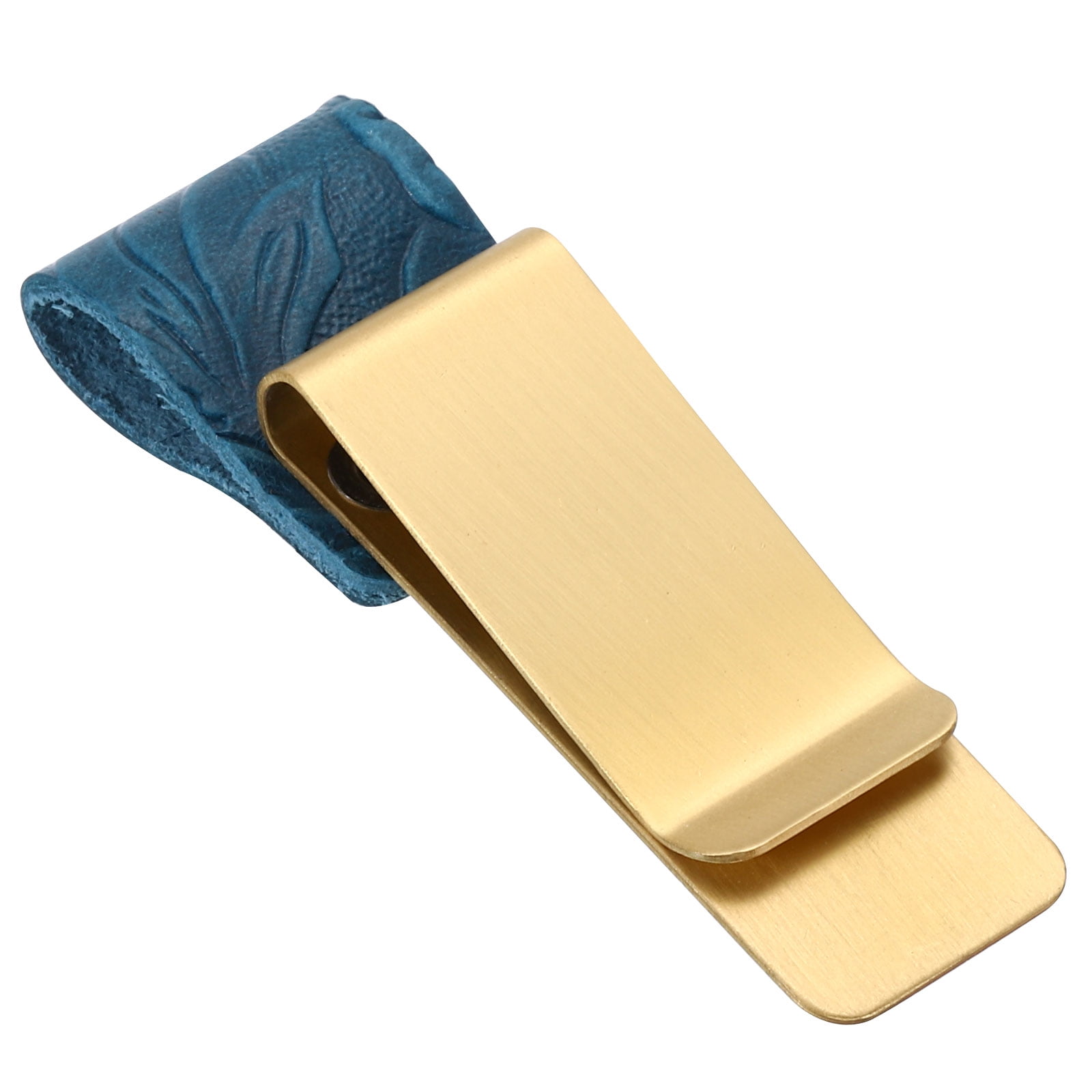 Uxcell Metal Pen Loop Notebook Clip Carved Leather Holder Sleeve, Blue ...
